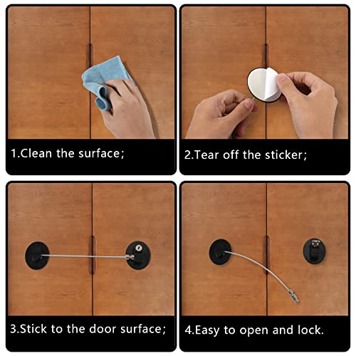 SAVITA 2pcs Refrigerator Door Locks with 2pcs Keys Stainless Steel Adhesive Refrigerator Door Locks Freezer Lock Child Proof Fridge Locks for Cabinet Cupboard Drawer Kitchen (Black)