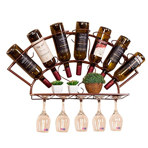 Wine Racks Metal Iron Wine Rack Wall Shelf Hanging Wine Rack Goblet Holder Cup Holder Can Hang 7 Bottles of Wine Hanging 10 Cups