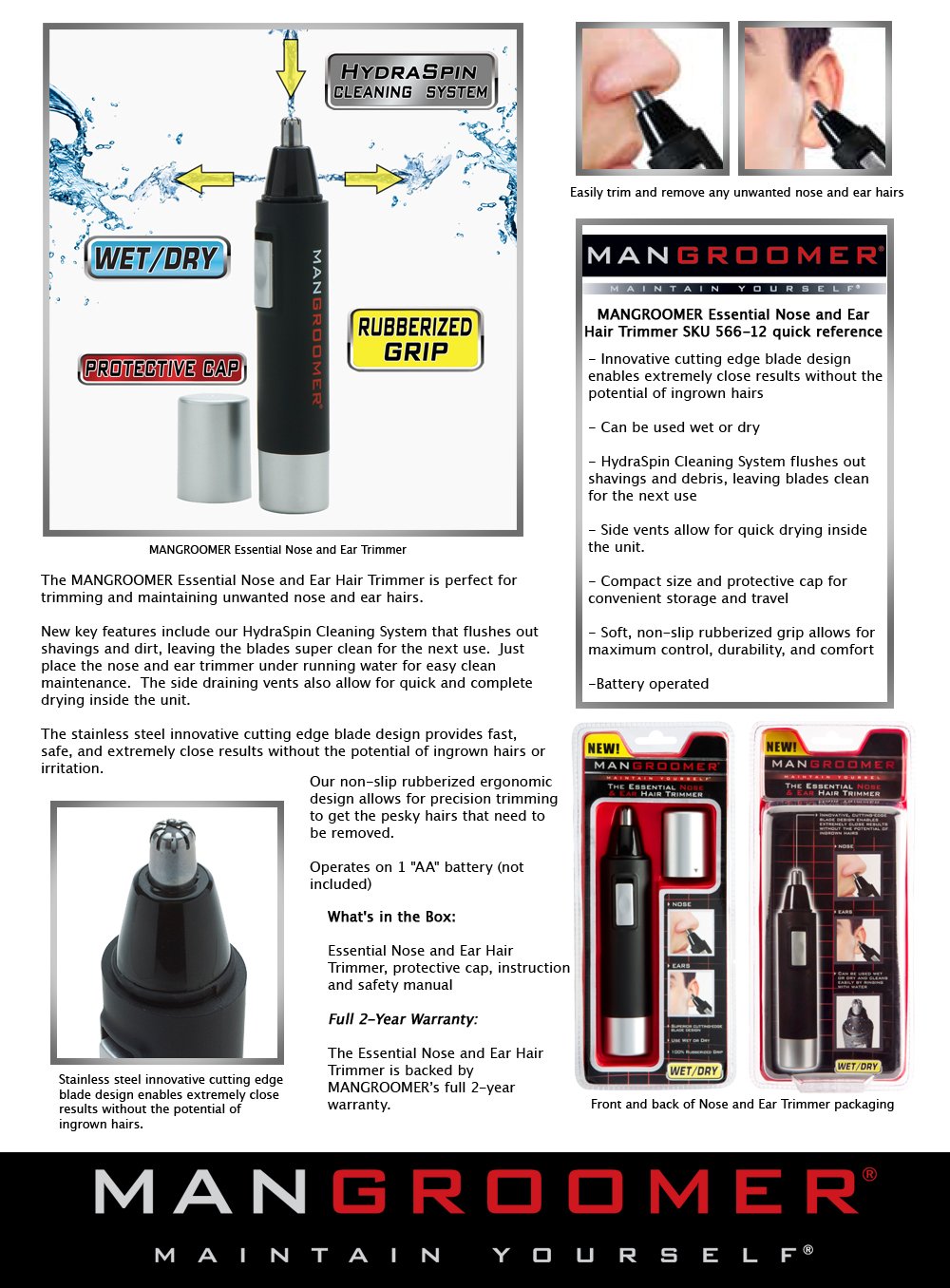 The Awesome 2 Product Back and Nose Grooming Bundle by MANGROOMER β Bundle Includes The Ultimate PRO Back Hair Shaver and Professional Nose and Ear Hair Trimmer