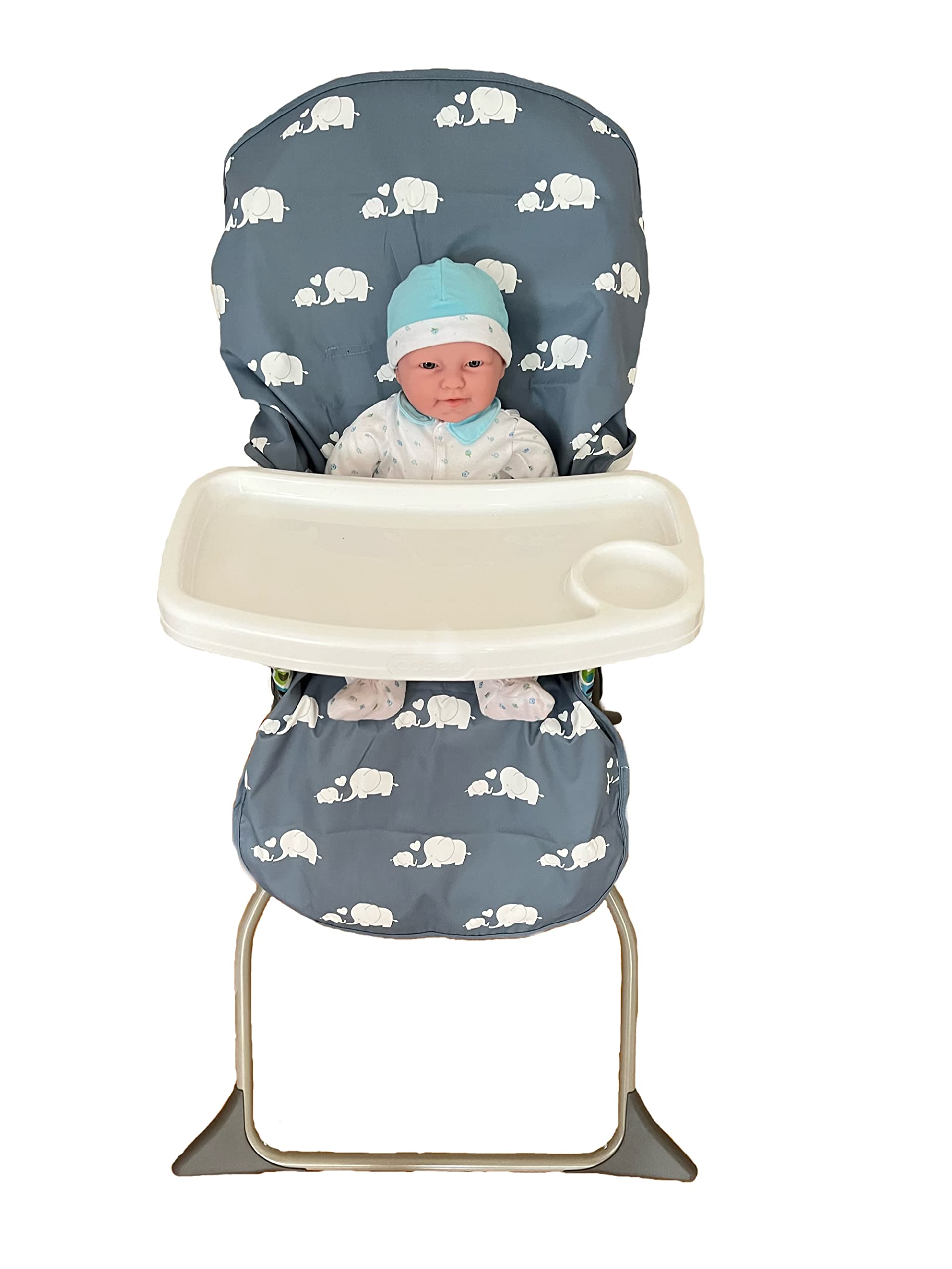 SEALOVESFLOWER Blue Elephants Water Resistant High Chair Cover Pad/High Chair Cover
