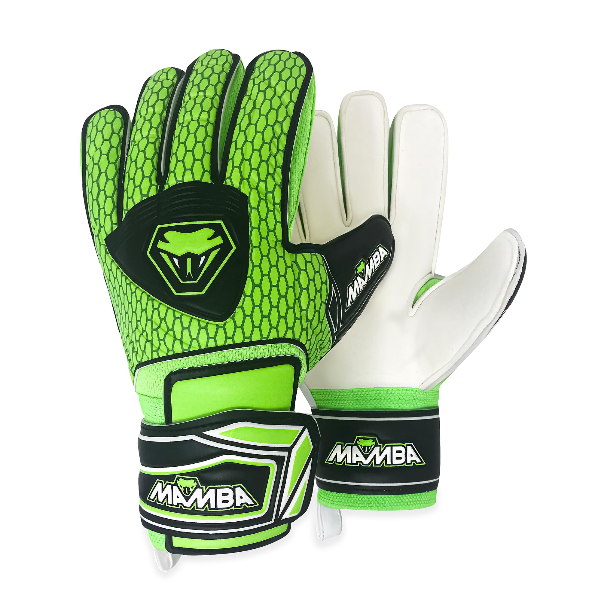 MAMBA Goalkeeper Gloves for Youth & Adult - Premium Quality Latex Palm & Back Hand; Finger Spine Protection & Double Layer Wristband. Goalie Gloves for Men, Women, Boys & Girls (5)
