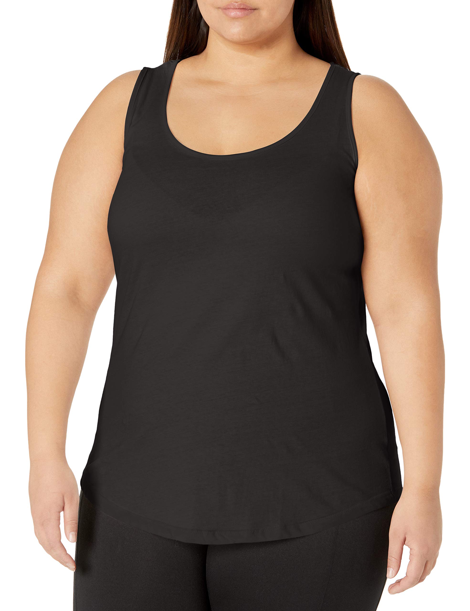 JUST MY SIZE womens Shirt-tail tank top and cami shirts, Black, 2X US