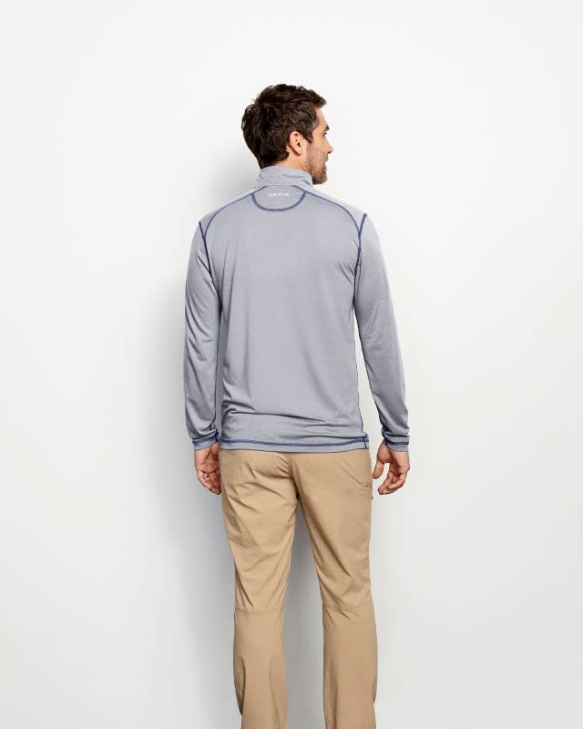 Orvis Men’s Drirelease Quarter-Zip Long Sleeve Shirt for Men - Pullover Men’s T-Shirts with All-Natural Odor Protection, Blue Fog - X-Large