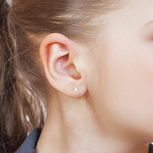 Little Diva Diamonds .925 Sterling Silver Diamond Accent Novelty Earrings (Bunny) (G-H Color, I2-I3 Clarity)