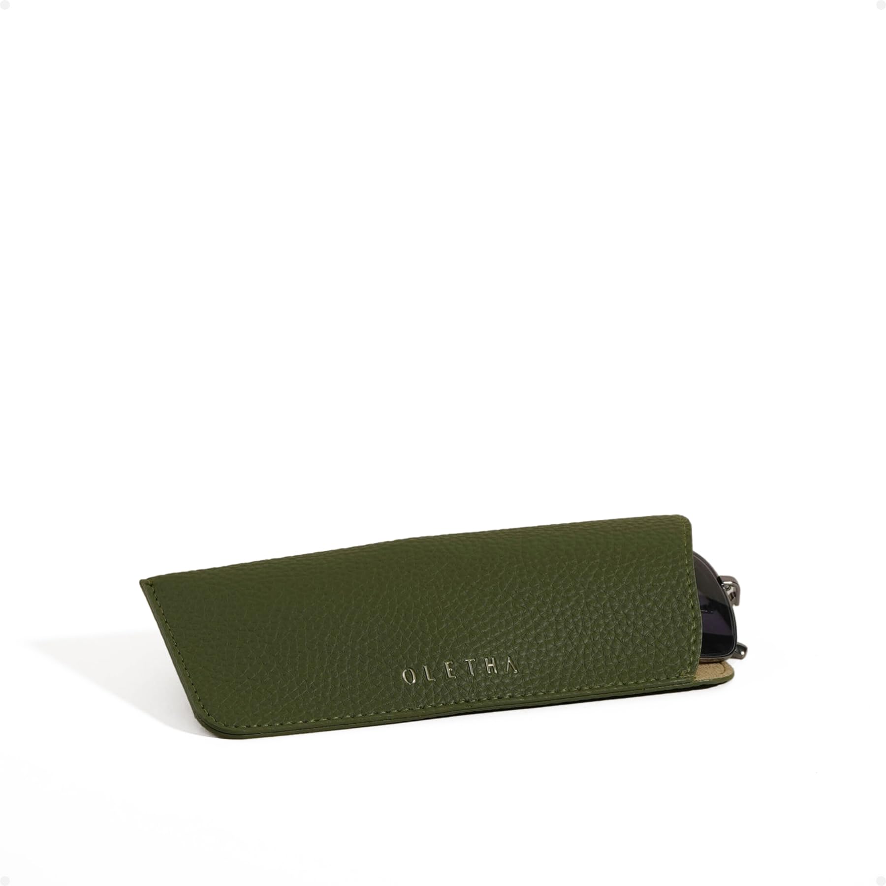 OLETHA Aesthetic Soft Glasses Case, Slim Travel Pouch for Sunglasses Eyeglass Reading Glass, Green