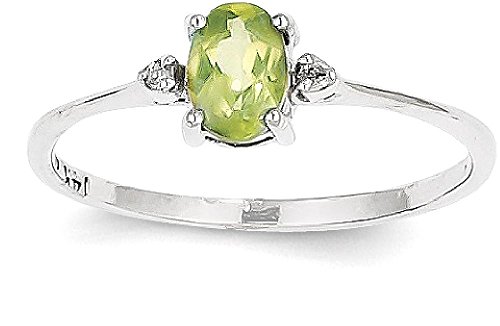 IceCarats 14K White Gold Diamond Green Peridot Ring April August Birthstone Jewelry Size 6