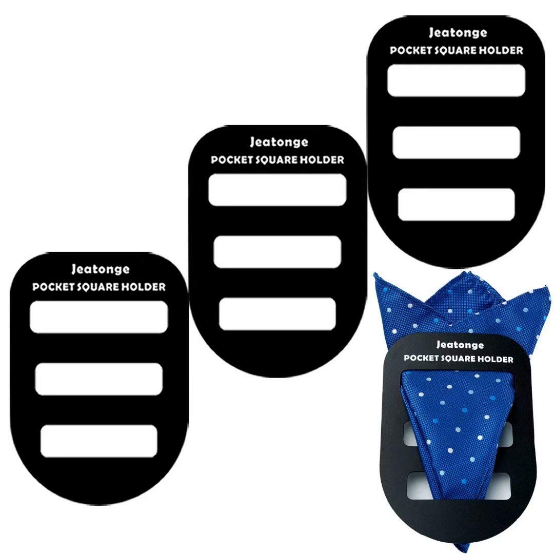 Jeatonge Pocket Square Holder Keeper Organizer Pocket Squares for Men Prefolded (Holder 3 Pcs)