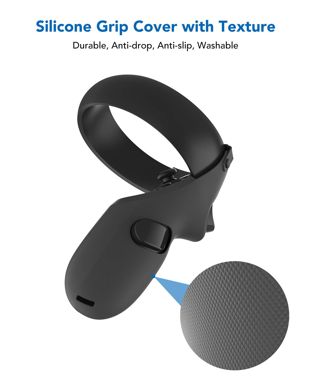 KIWI design Grip Cover for Oculus Quest 1 Touch Controller Grip Accessories Anti-Throw Handle Protective Sleeve Come with Ultra Thin 0.7 mm VR Silicone Face Cover (Not Fit Quest 2)