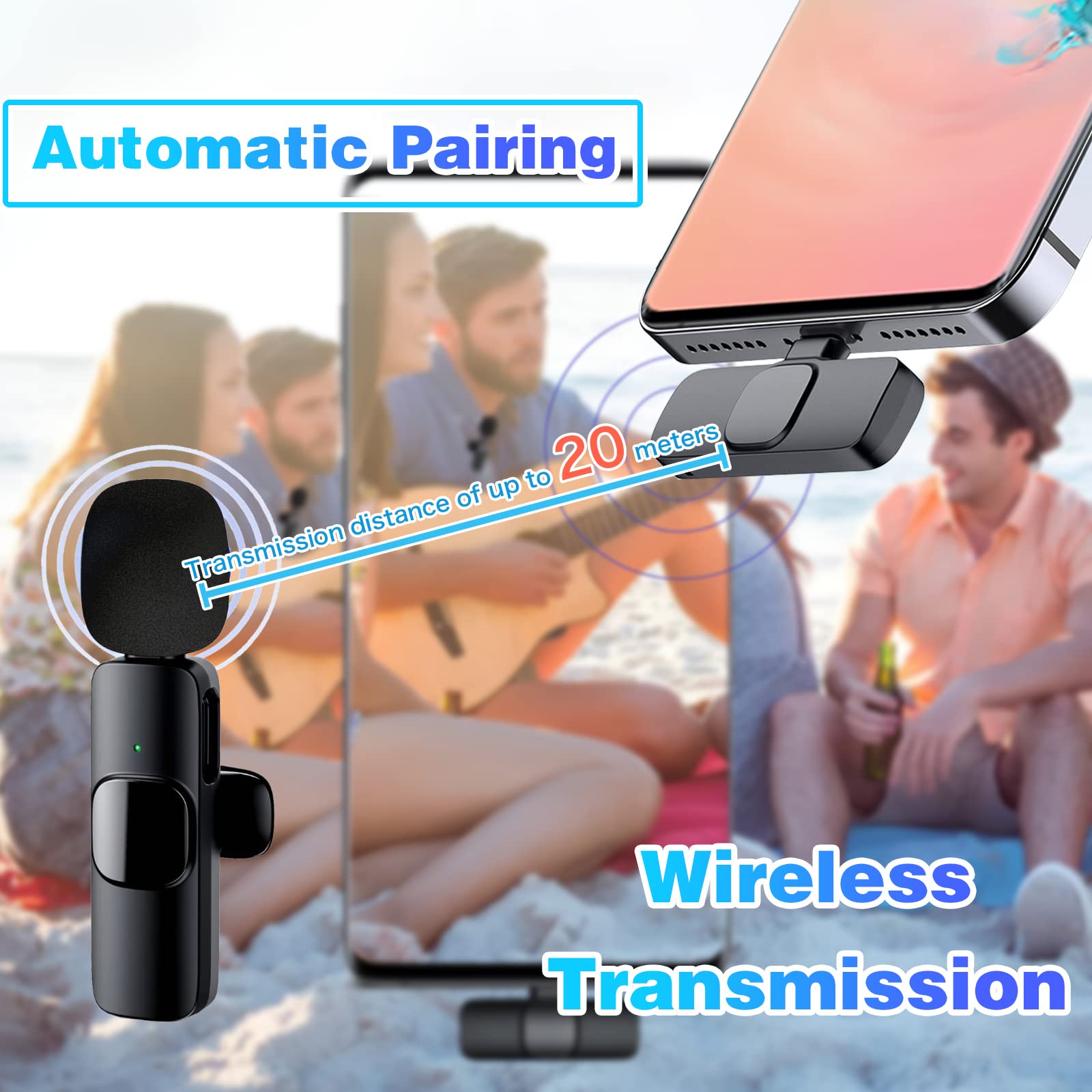 OSDTKRU Wireless Lavalier Microphone for Phone(USB-C),Professional Wireless Lavalier Microphone for Video Recording,Clip On Lapel Mic for YouTube、Interview、Vlog、Presentation、Facebook Live.