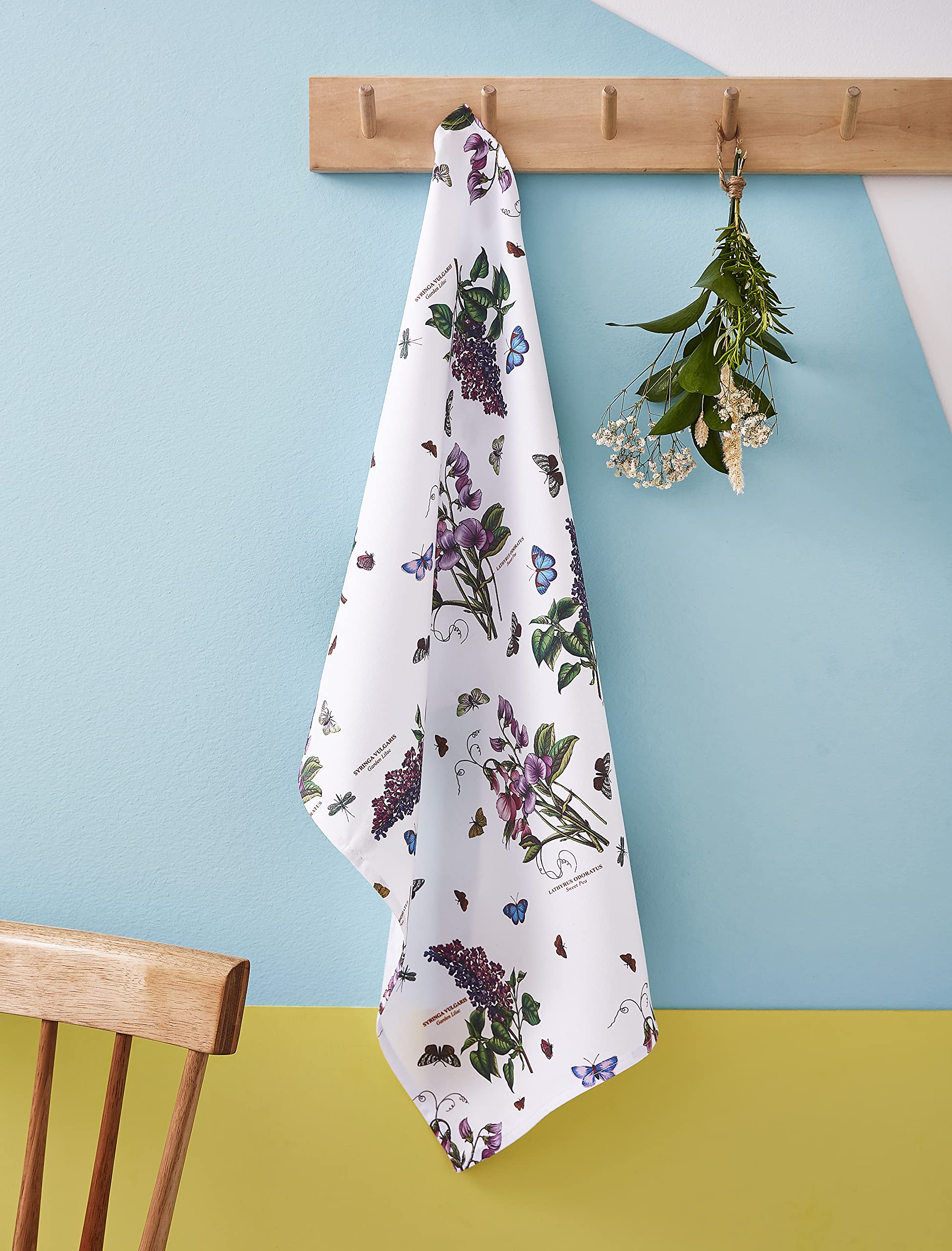 Pimpernel Botanic Garden Collection Tea Towel | Quick Drying Cotton Dish Towel | Multi-Purpose Absorbent Kitchen Towel with Floral Design | Measures 18” x 29”