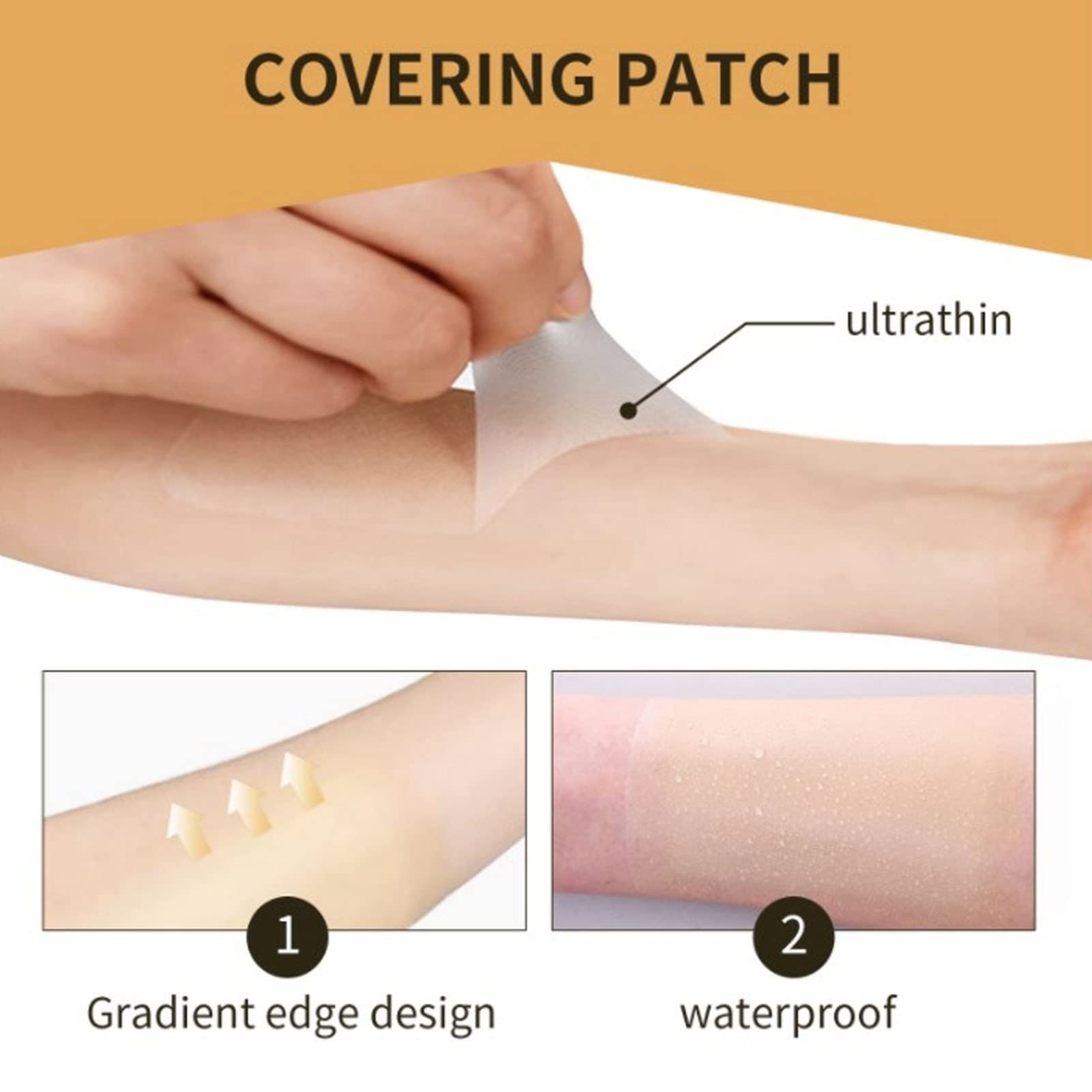 Scar Cover Stickers,2 Boxes Skin Concealing Tape,Waterproof Latex Free Tattoo Cover Up Sticker,Soft Breathable Tattoo Flaw Conceal Patch