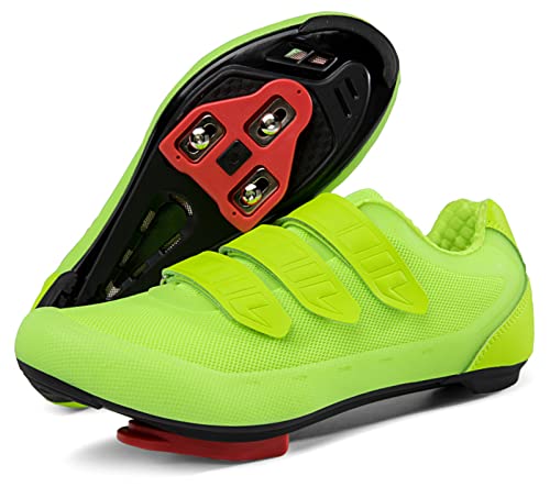 Mens Womens Indoor Cycling Shoes Compatible with Peloton Bike Shoes Cycling Shoes with Delta Cleats Clip Outdoor Pedal SPD Road Bike Shoes,Green