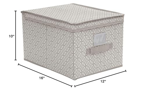 Simplify Boho Large Storage Box | Foldable | Collapsible | Flip Top Lid | Bedroom & Closet Organization | Clothes | Toys | Grey