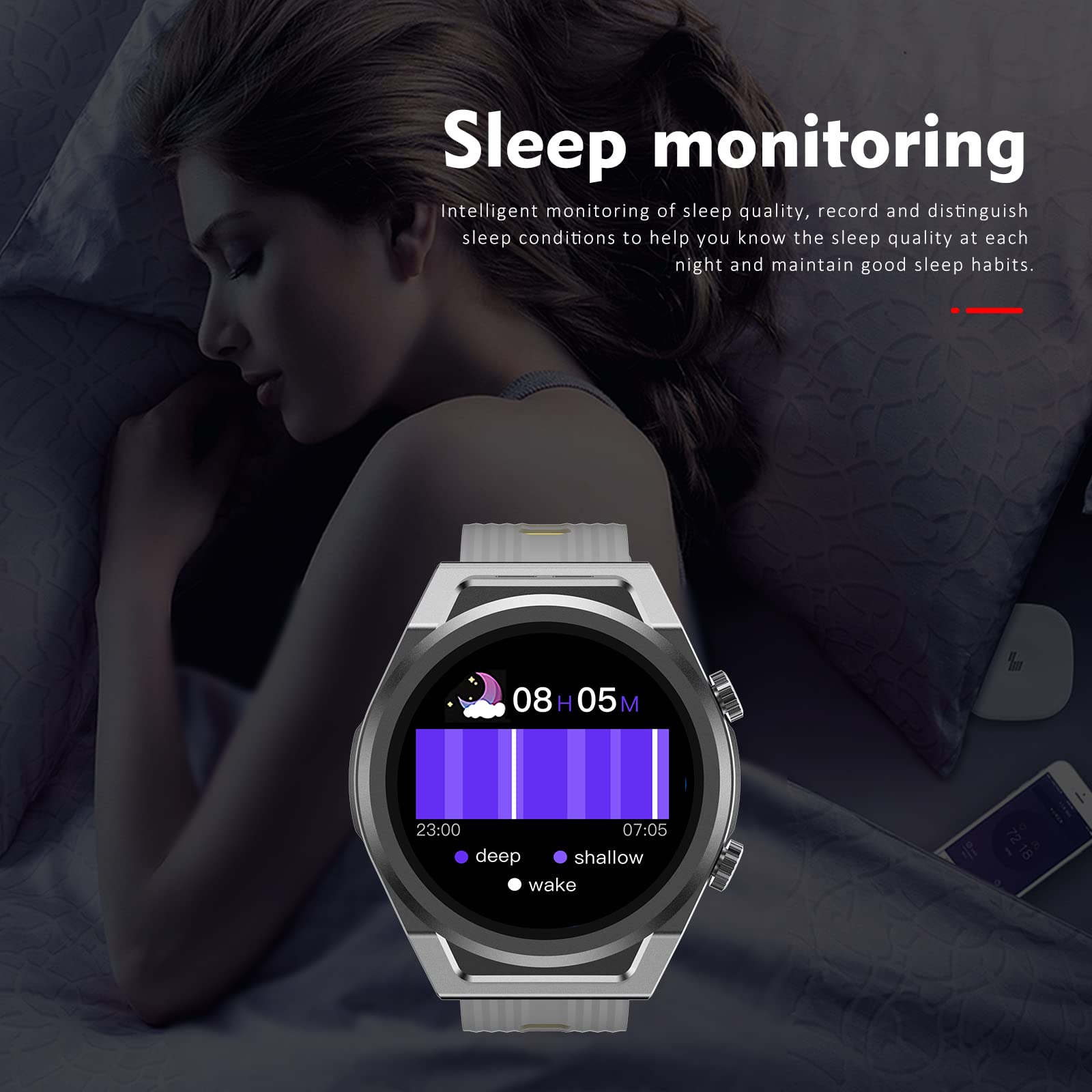 Smart Watch for Men, 1.6-inch Extra Large Screen 60 Days Standby Round Touch IP67 Waterproof Watch with Heart Rate Sleep Monitor Bluetooth Call Message Sports for Android iOS