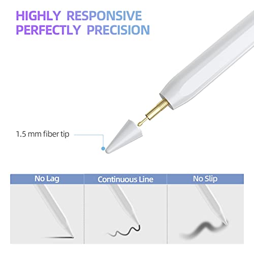 Stylus Pen for iPad, Apple Pencil for iPad 10th 9th Gen, Apple Pen iPad Pencil for iPad Air 5/4/3rd, iPad Pro 11/12.9 Inch, with Palm Rejection & Tilt Sensitivity, Magnetic Stylus iPad Pen, White