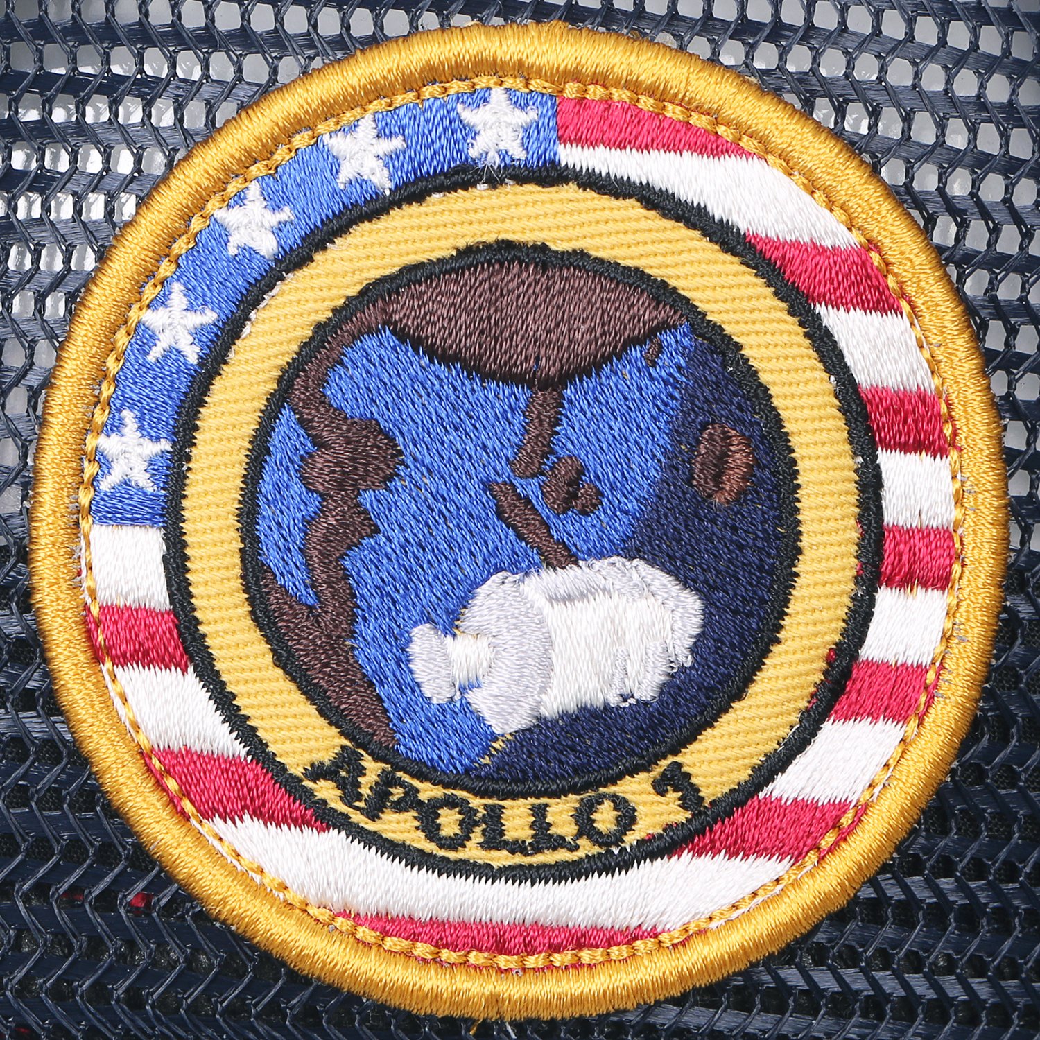 ililily NASA Meatball Logo Embroidery Baseball Cap Apollo 1 Patch Trucker Hat, Red & White