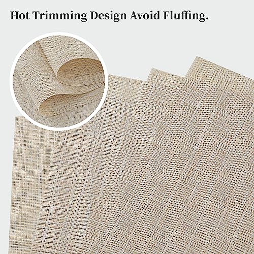 Leetaltree Beige Placemats Set of 4 - Heat Resistant Non-Slip Place mats for Dining Table, Washable Durable PVC Vinyl Woven Table Mats(Beige, 4)