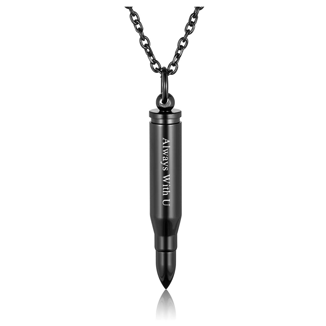 Jovivi Free Engraving - Personalized Custom Urn Necklaces for Ashes Bullet Container Stainless Steel Pendant Cremation Jewelry Memorial Keepsakes