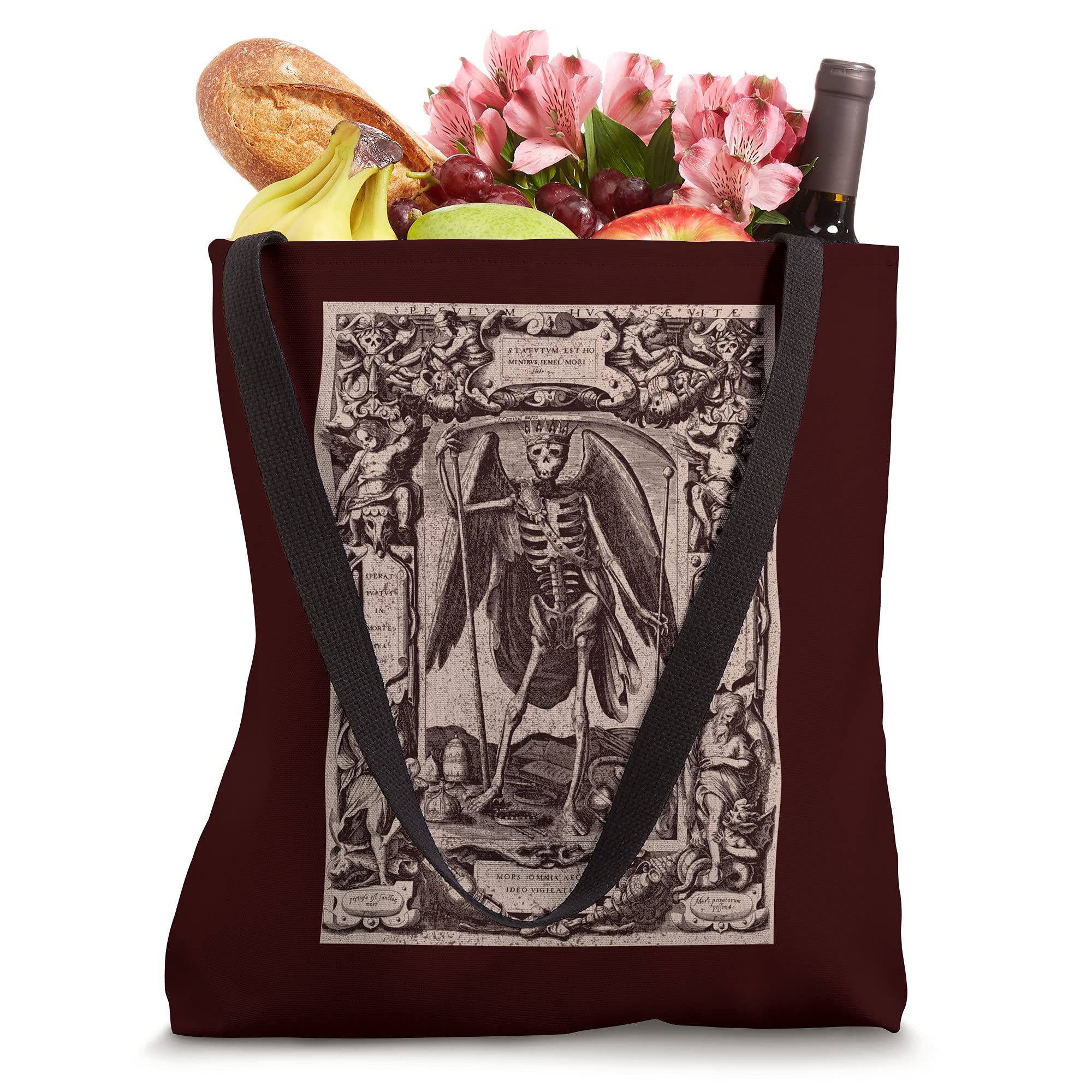 Memento Mori Skeleton Angel Death Goth Witchy Dark Academia Tote Bag