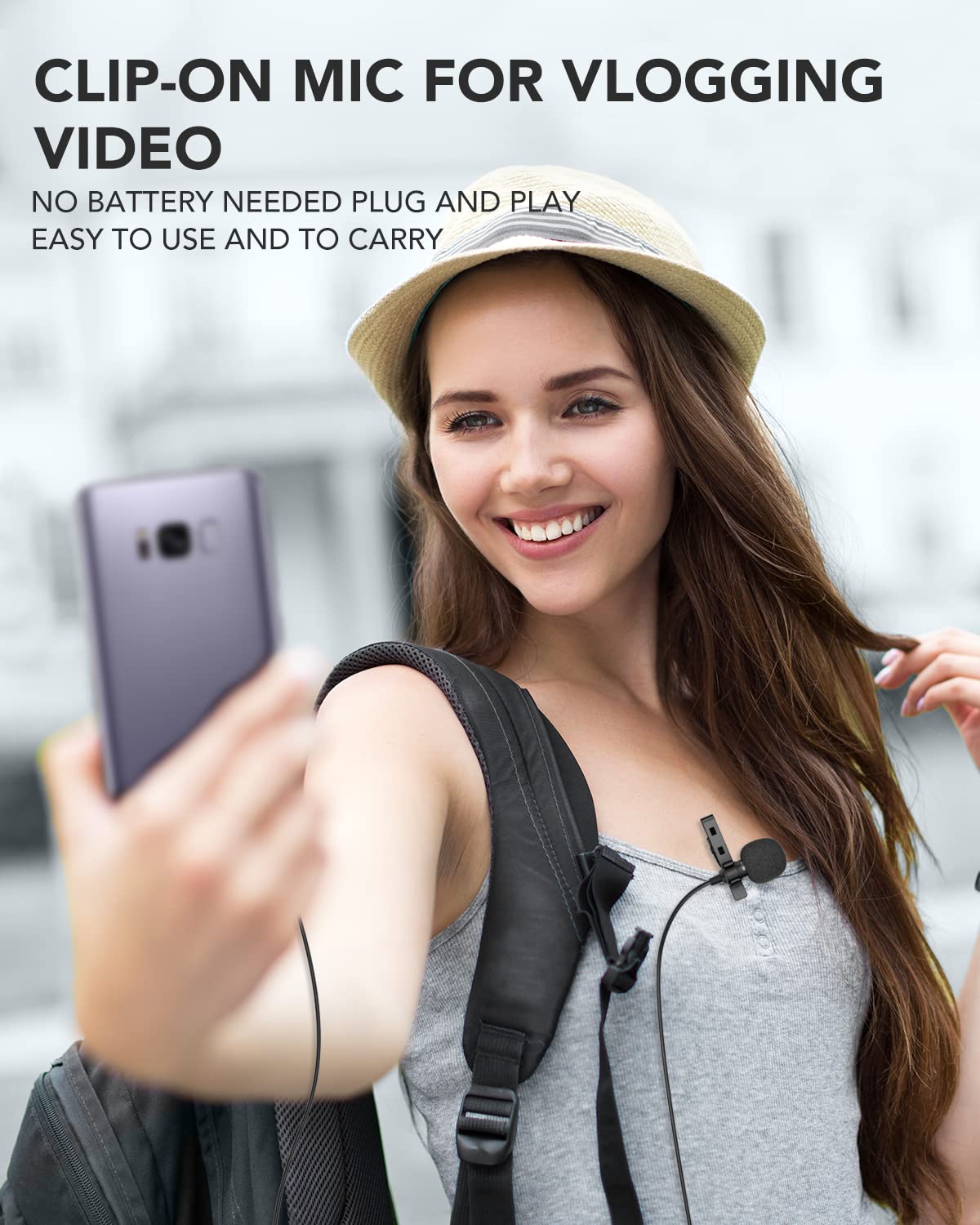 PoP Voice Upgraded USB C Lavalier Microphone for Android Phone, Professional Omnidirectional Condenser Clip-on Mic for Vlogging/Live Streaming/Interview, Wired Lapel Mic Plug & Play 6.6ft