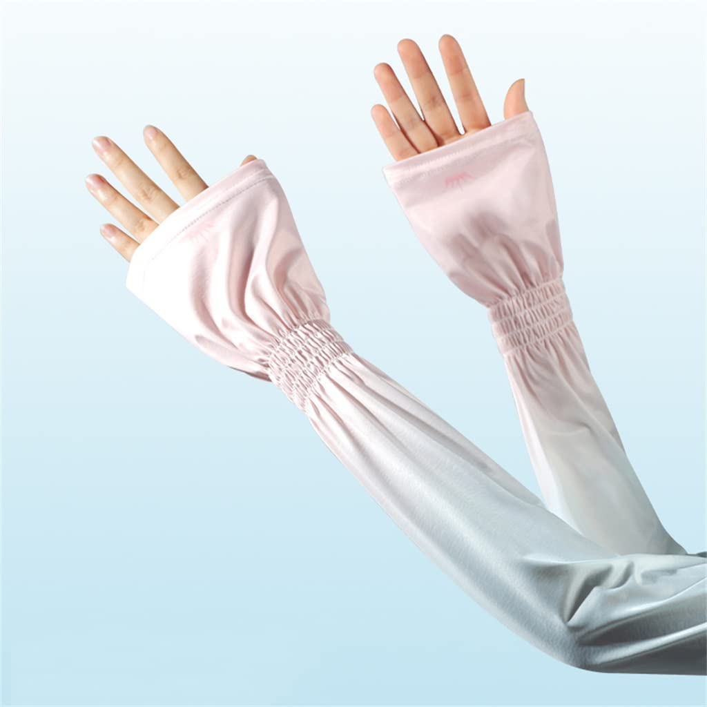 N/A ICY Sunscreen Sleeves Female Ice Silk Gradient Loose Driving Arm Guard Sleeves Summer Thin (Color : D, Size : One Size)