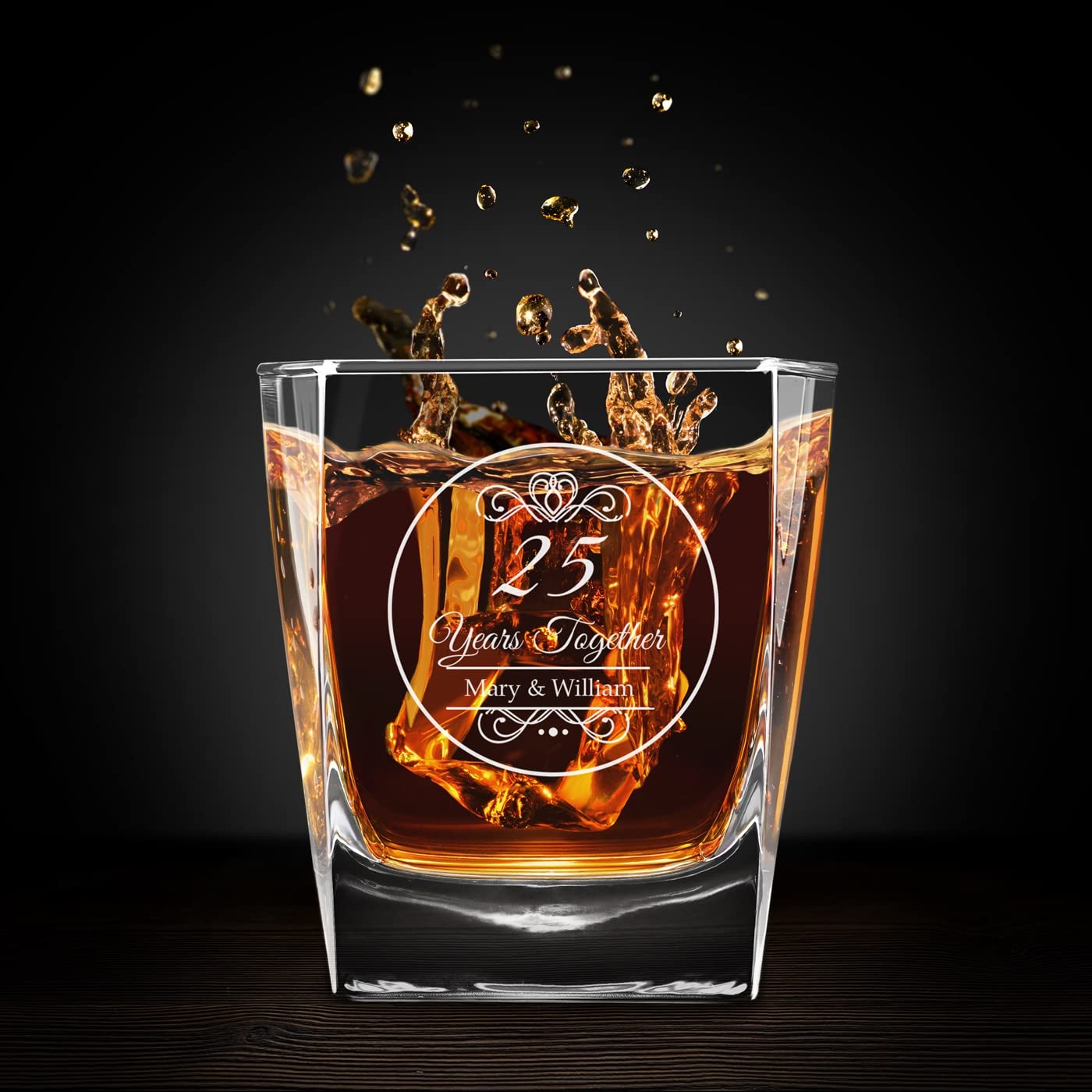 Maverton 6 Whiskey glasses for couples - Tumblers for Wedding - Drinking glasses for pairs - Personalized whisky set for newlyweds - Glassware for anniversary - For Parents - ANNIVERSARY