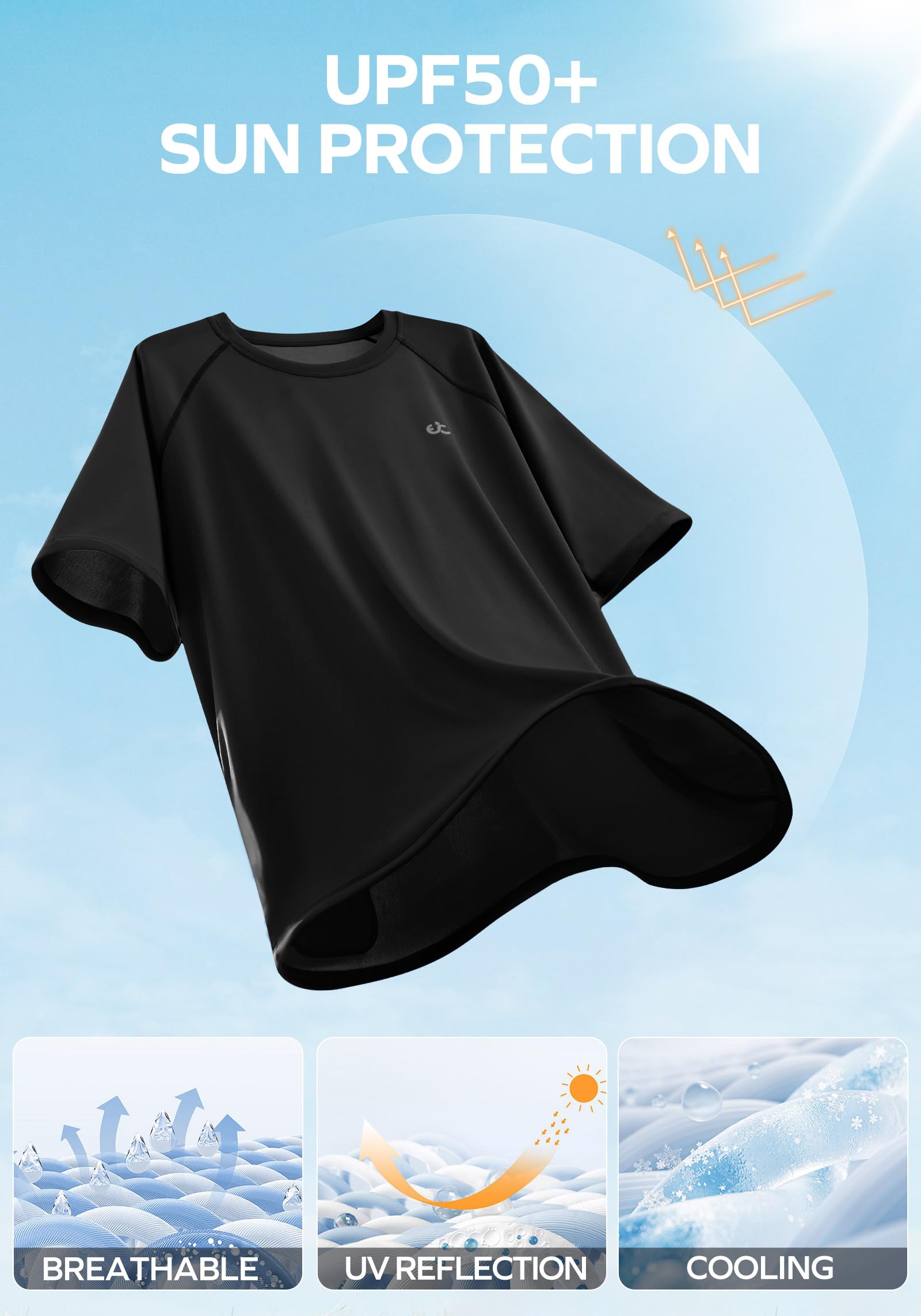 Men's Swim Shirt Quick Dry Sun Shirts UPF50+ Rash Guard for Men Short Sleeve UV Sun Protection Beach Shirts Blue