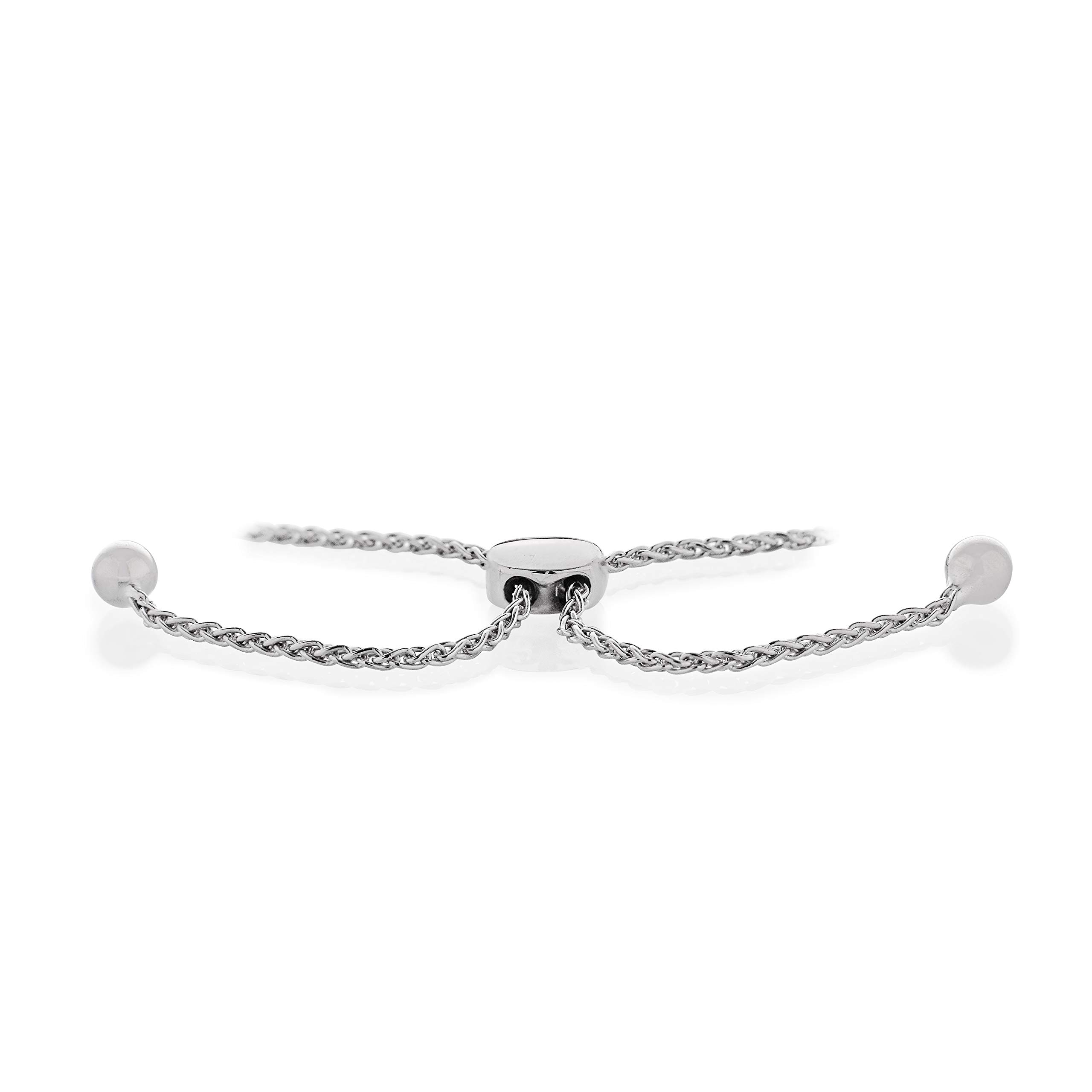 Lexi and Rose .925 Sterling Silver Heart Lab Grown Ruby & Lab Grown White Sapphire Infinity Wheat Bolo Bracelet 5-9" Adjustable