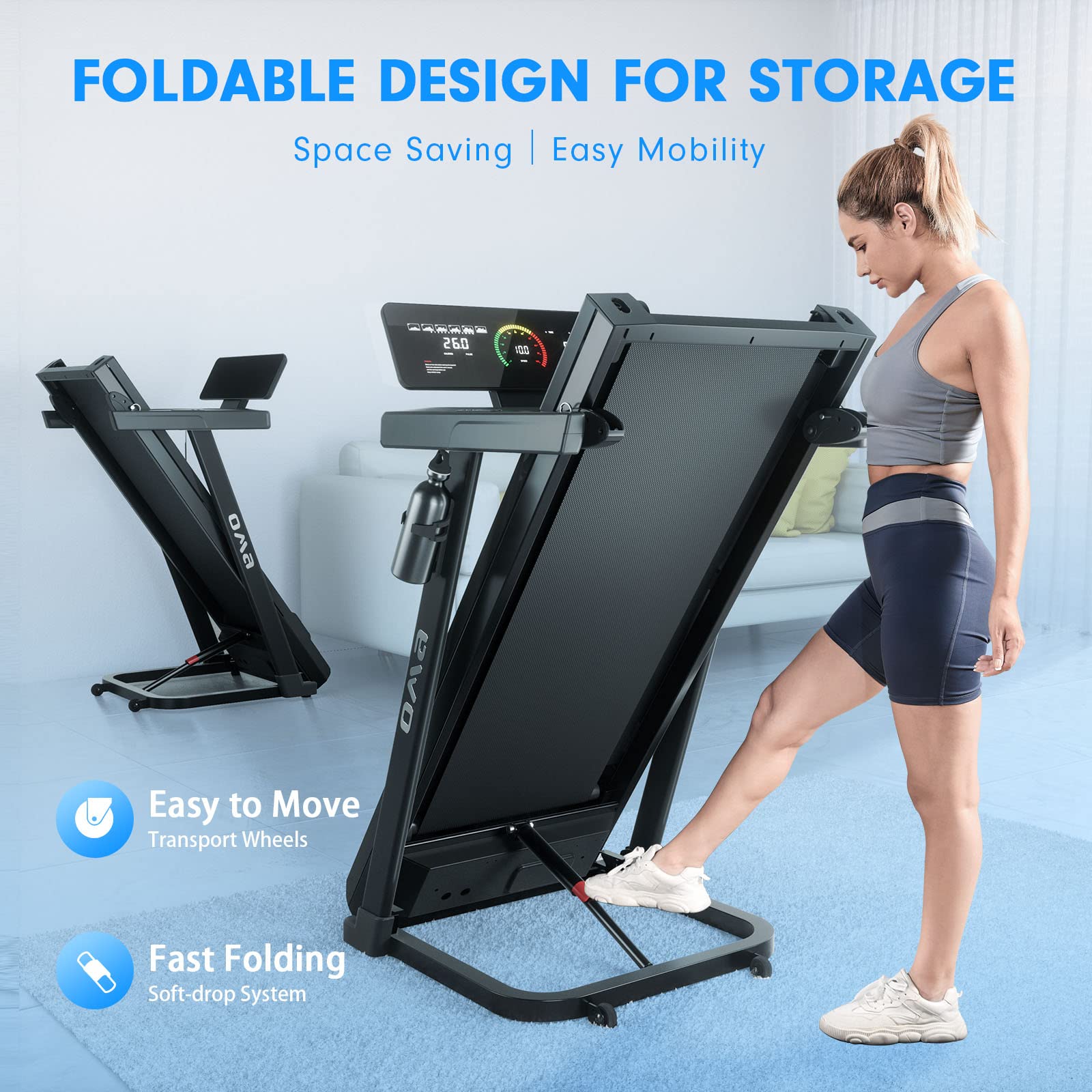 OMA Treadmills for Home, Max 2.5HP 300 LBS Capacity Folding Treadmill with LED Display, 36 Preset Programs, Walking Jogging Running Exercise Machine