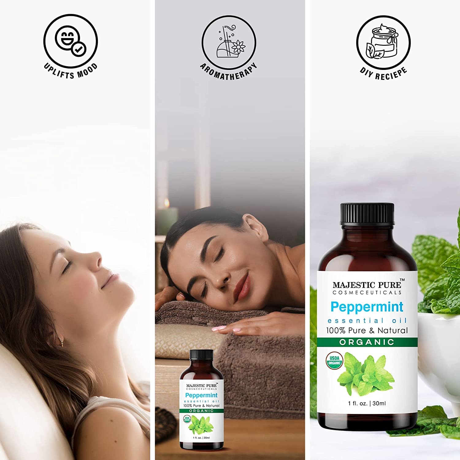 Majestic Pure Eucalyptus USDA Organic Essential Oil | 100% Organic and Premium Quality Oils | Aromatherapy, Skincare, Hair Care, & Household Use | 1 fl. Oz