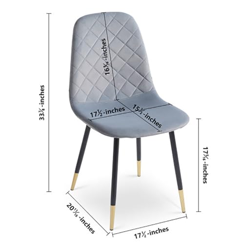 Jinsi Nan] Dining Chairs Set of 4, Velvet upholstered Chairs with Black Golden Metal Legs, Armless Accent, Modern Dining Chairs for Kitchen Dining Room, Living Room (Grey)
