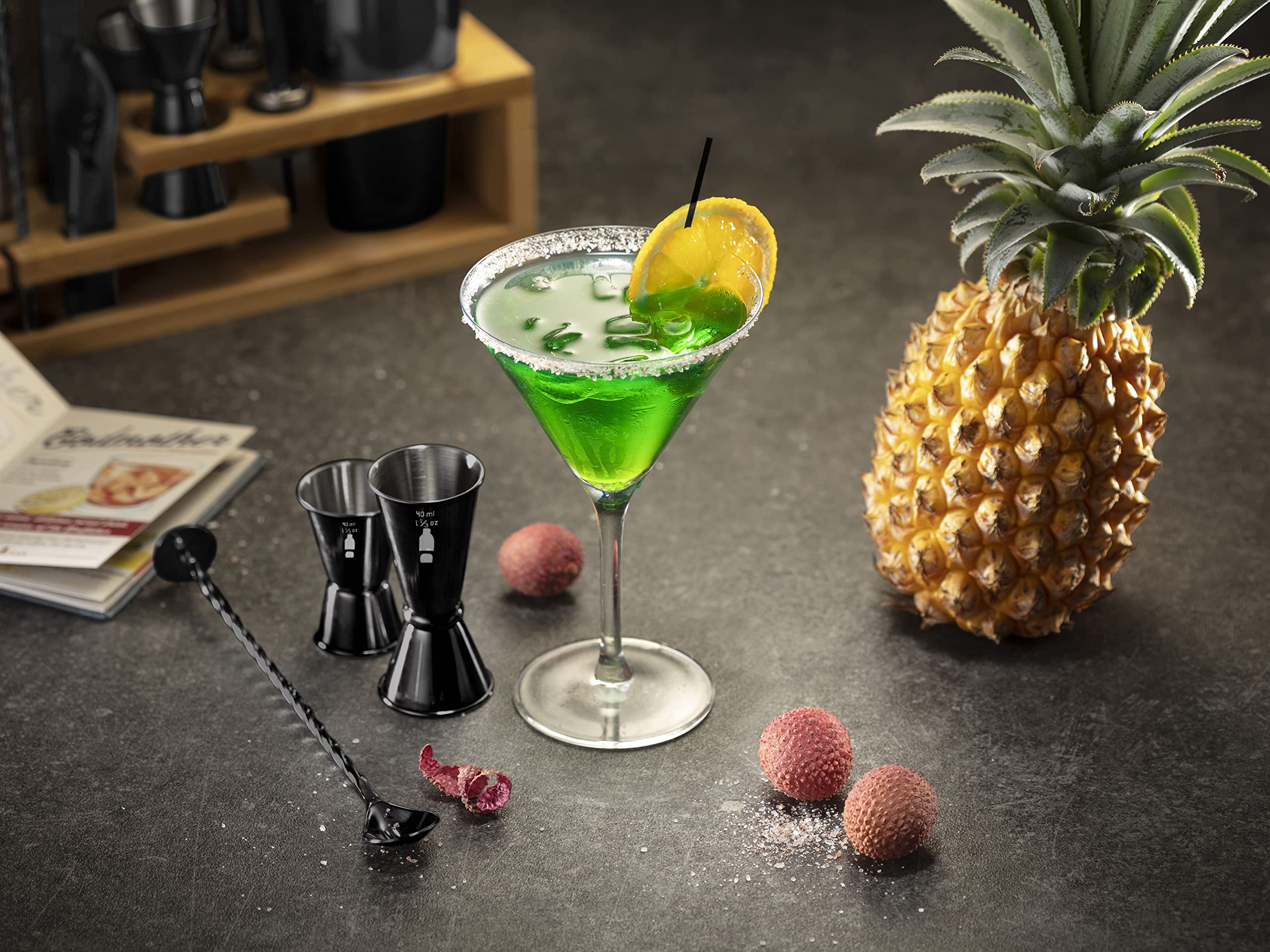 ROCKSLY Mixology Bartender Kit and Cocktail Shaker Set for Drink Mixing | Mixology Set with 10 Bar Set Tools and Bamboo Stand Makes It The Perfect Home Cocktail Kit | Complete Bartender Kit (Black)