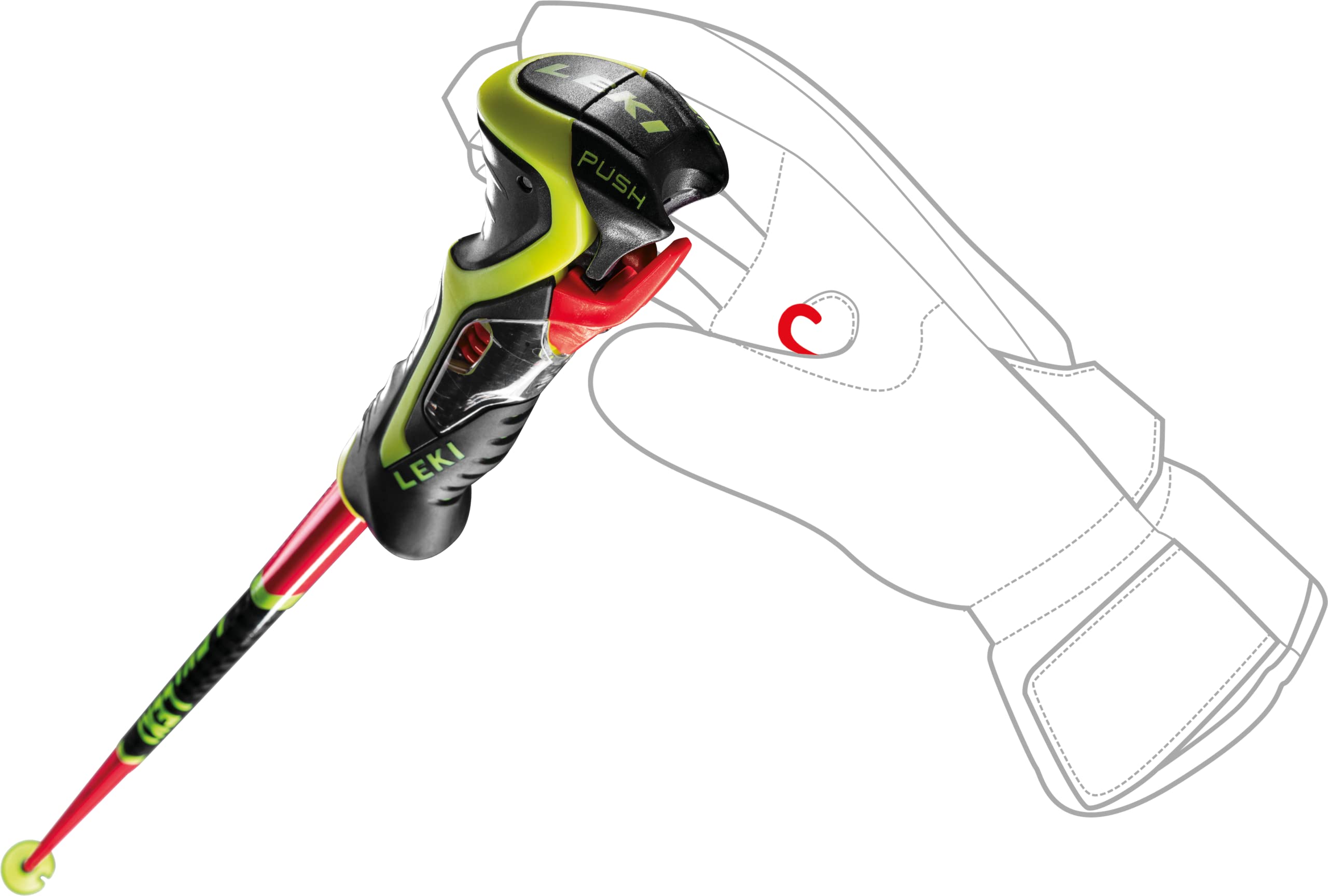 LEKI WCR Sl 3D Ski Poles Red/Black/Yellow 130cm (52in)