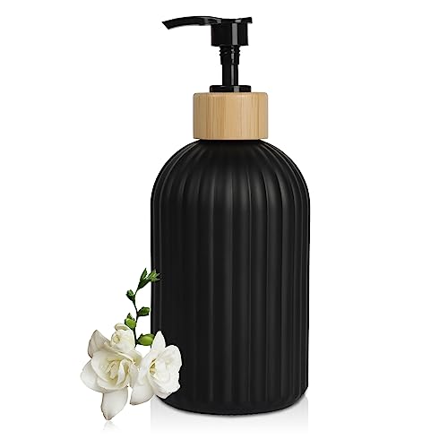 Kitchen Bathroom Dish Soap Dispenser, 14 Oz Glass Refillable Liquid Hand Soap Dispenser with Plastic Pump, Lotion Soap Dispenser Bottle, for Hand Soap, Soap, Lotion…