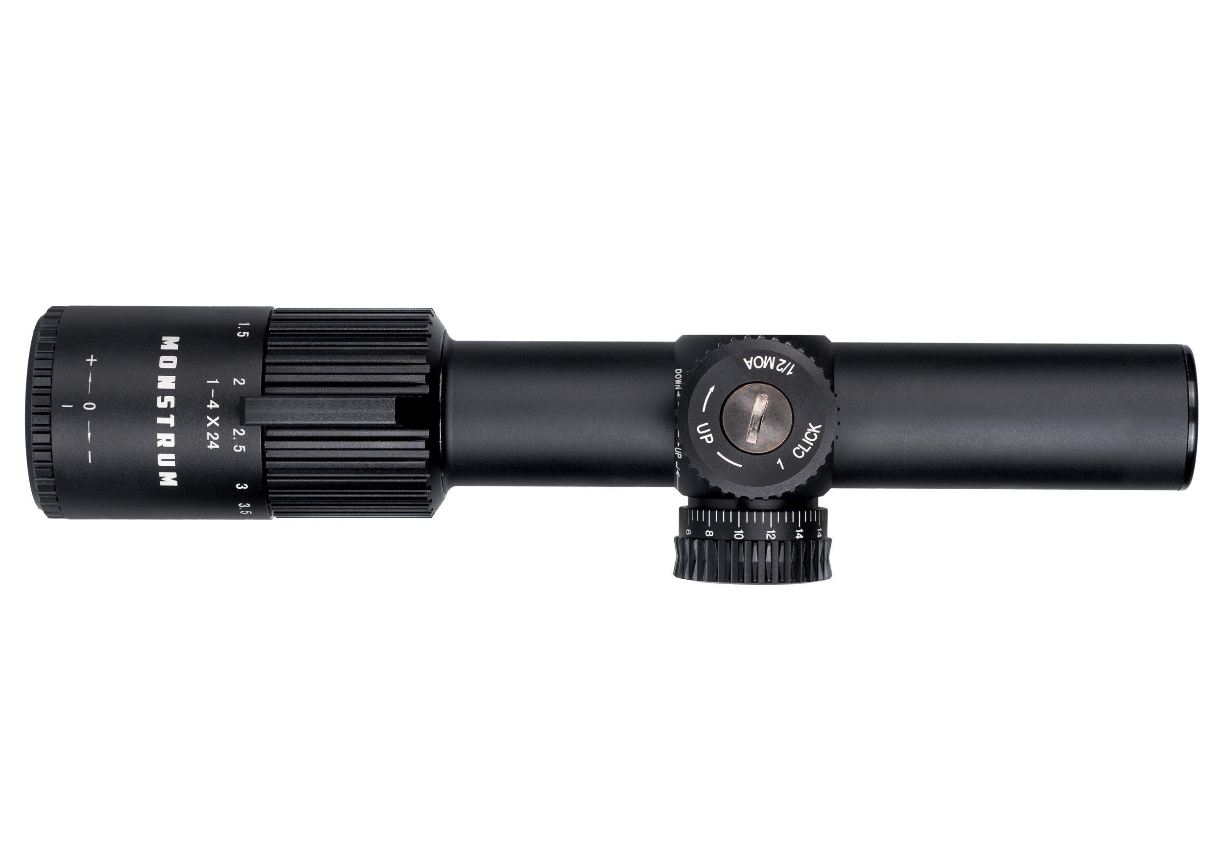 Monstrum Alpha Series 1-4x24 FFP Rifle Scope | Moonstrum Offset Scope Mount with Integrated Level Bubble | Bundle