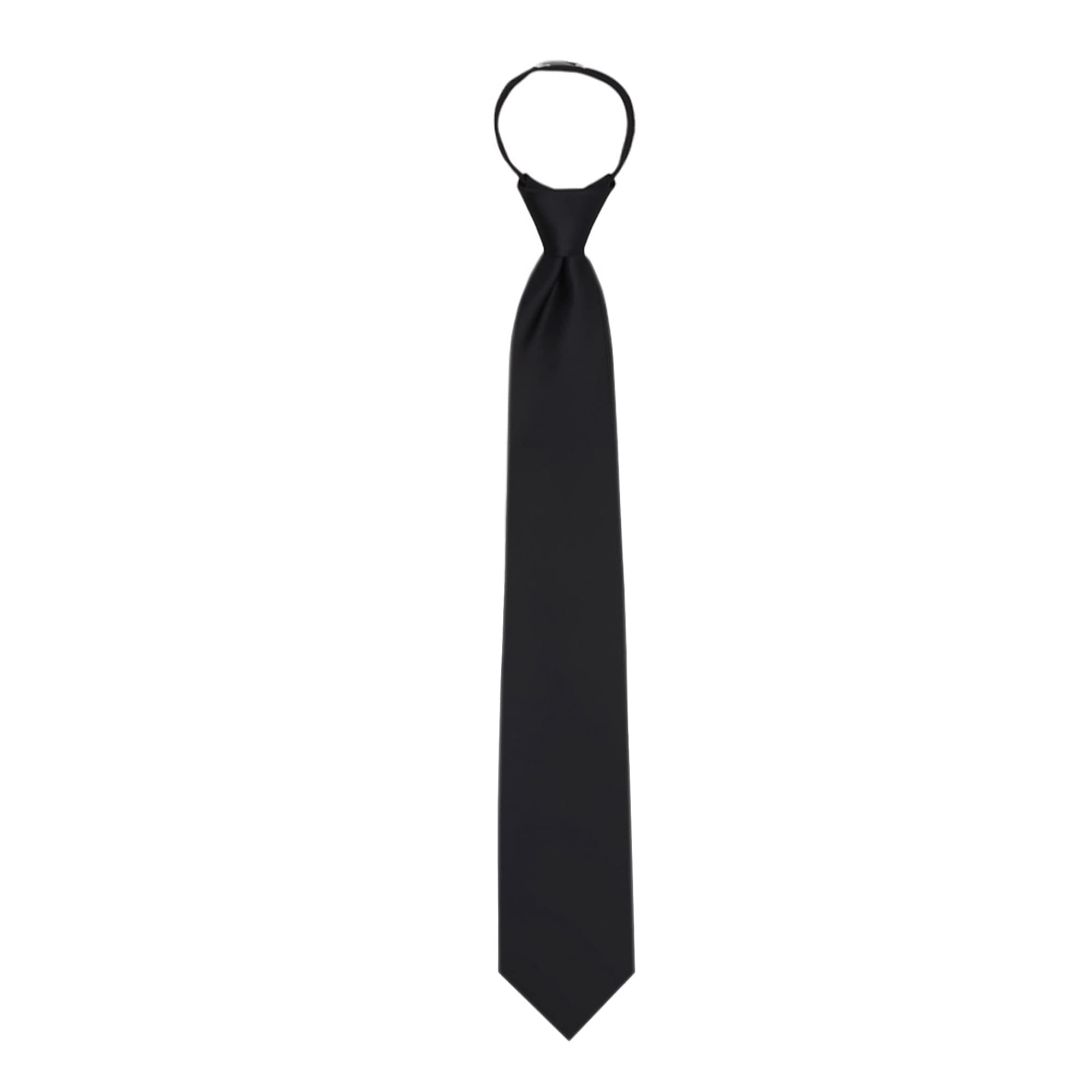Jacob Alexander Men's Pretied Solid Color Zipper Tie - Black