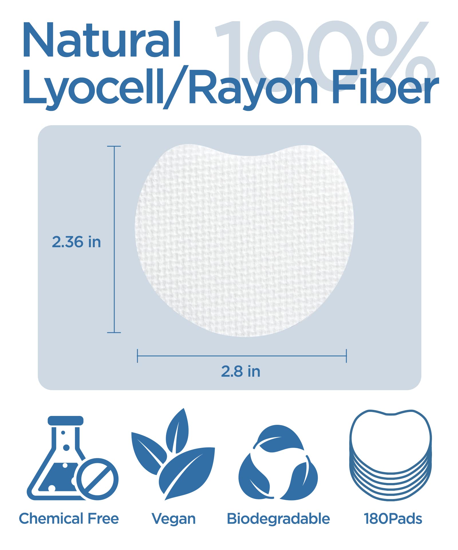 KADRIAN Double-Sided Facial Pads - Lint free - for Makeup Remover and Toner - Rayon face pads for toner and cleasing - Rayon not cotton balls - Exfoliating cotton rounds for face (180 Pads)