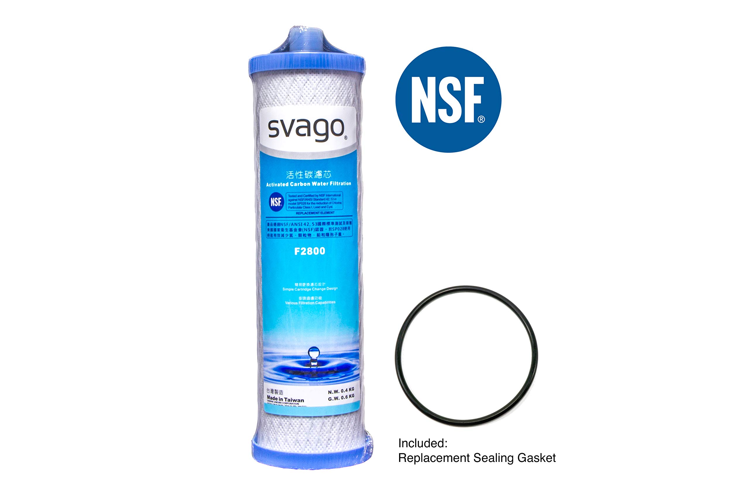 Kitchen Countertop Faucet Water Filter Replacement Cartridge with NSF Certified 42/53 Non-Woven Activated Carbon (F2800)