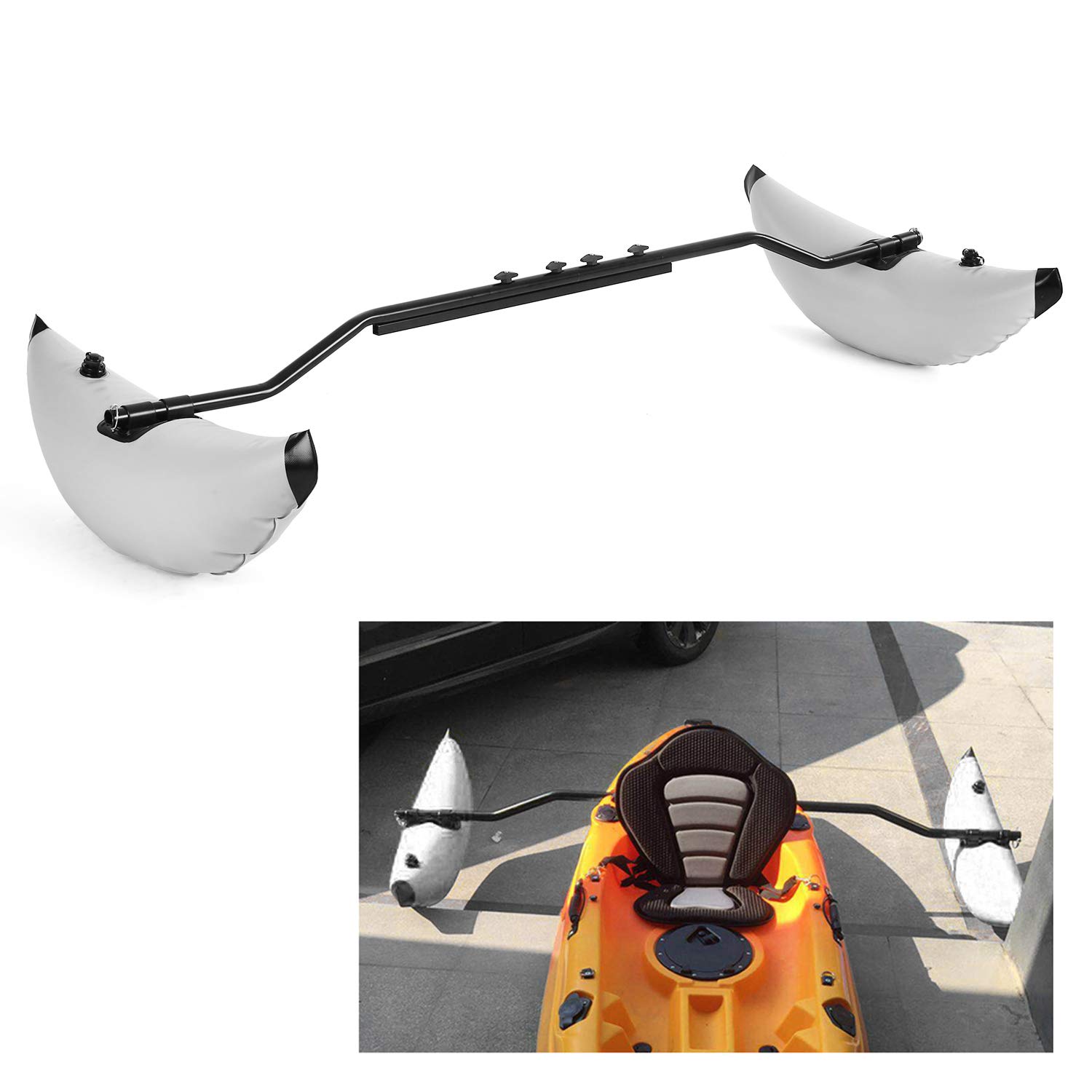 LIXADA Kayak Stabilization System, Kayak PVC Inflatable Outrigger Float with Sidekick Arms Rod Kayak Boat Fishing Standing Float Stabilizer System Kit (White)