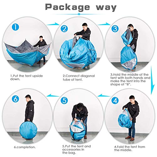 Instant Pop Up Camping Tent Waterproof 3-4 Person Camping Tent, Quick Set Up, Outdoor Hiking Backpacking Tent Shelter (B)