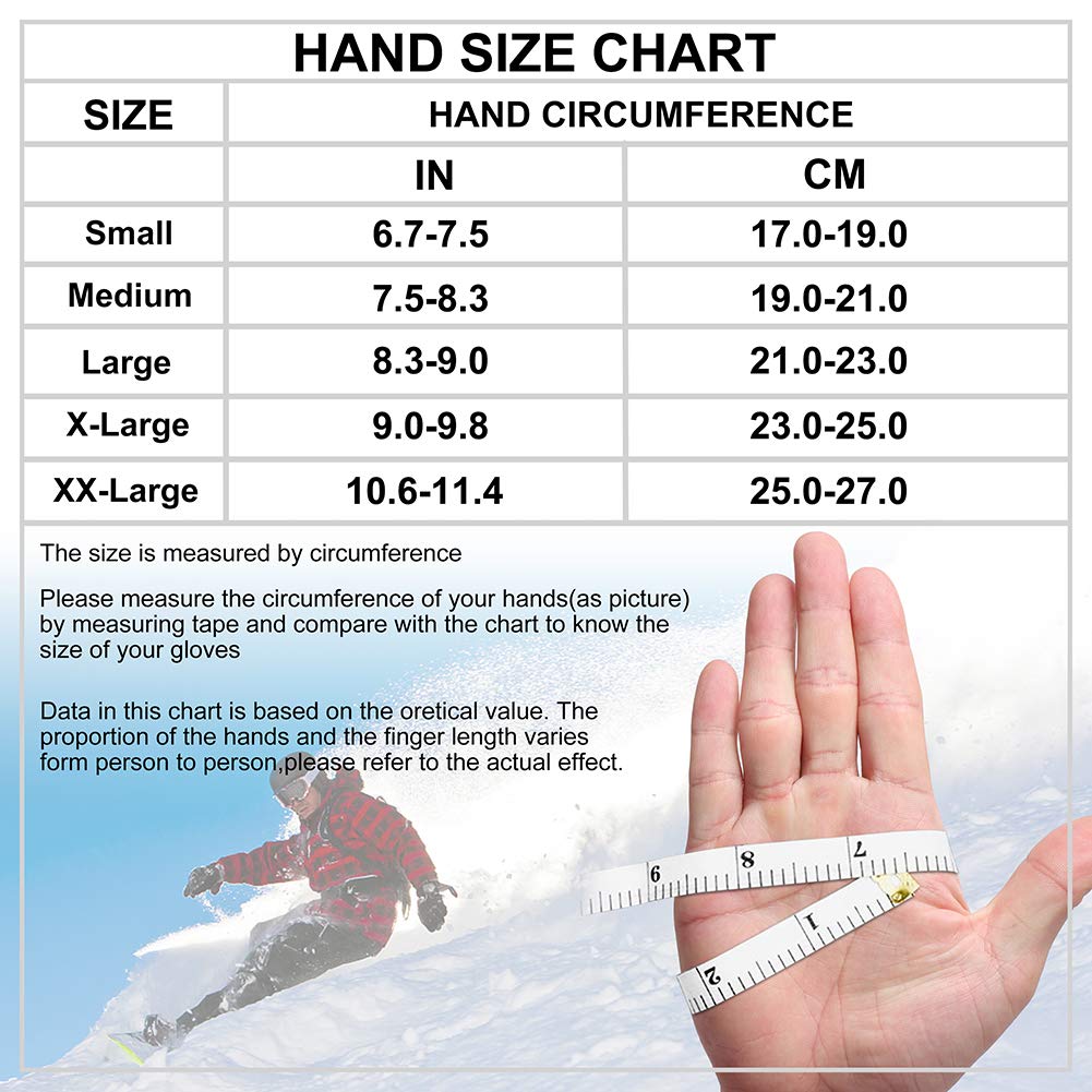 KINGSBOM Waterproof Ski & Snow Gloves, 3M Thinsulate Winter Warm Touch Screen Snowboard Gloves for Men & Women (XX-Large)