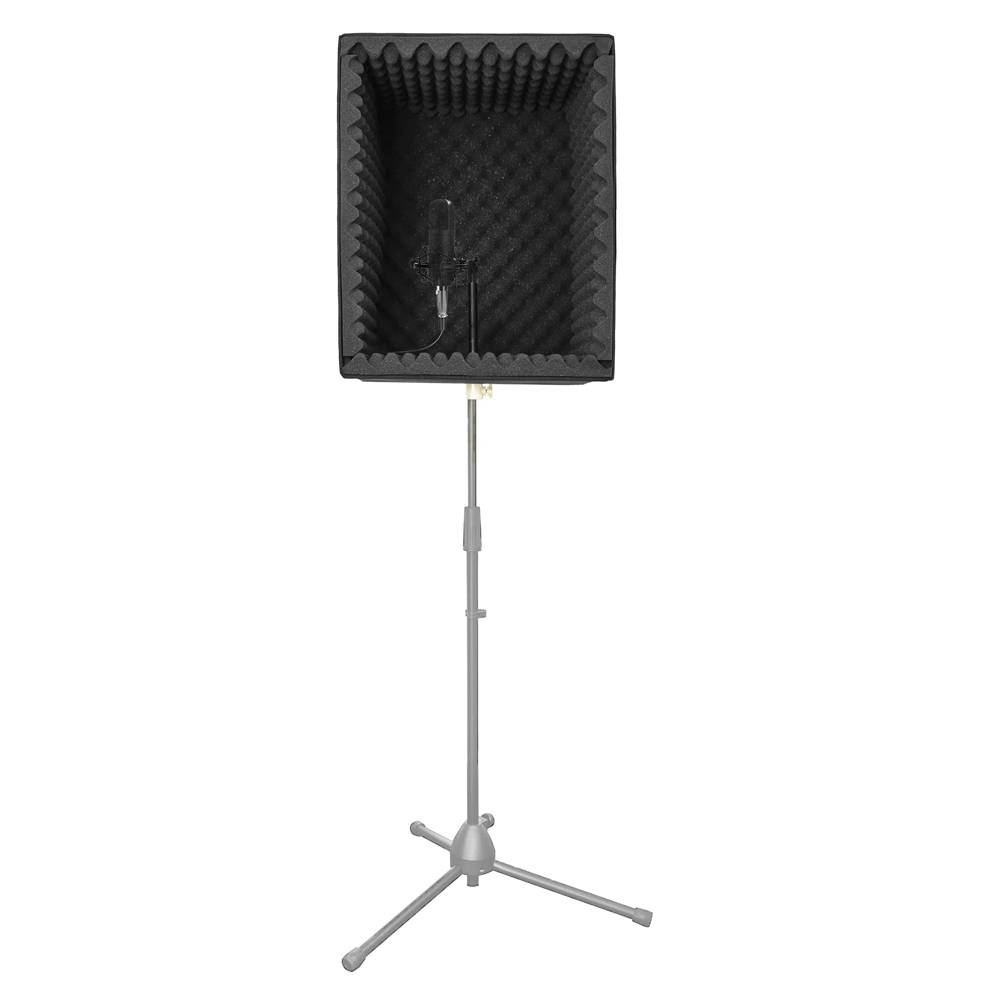 Portable Sound Recording Shield Box,Microphone Isolation Booth Box with Sound Absorbing Foam,Foldable,Stand Mountable,Suitable for studio, Blog, Vocal Use Large