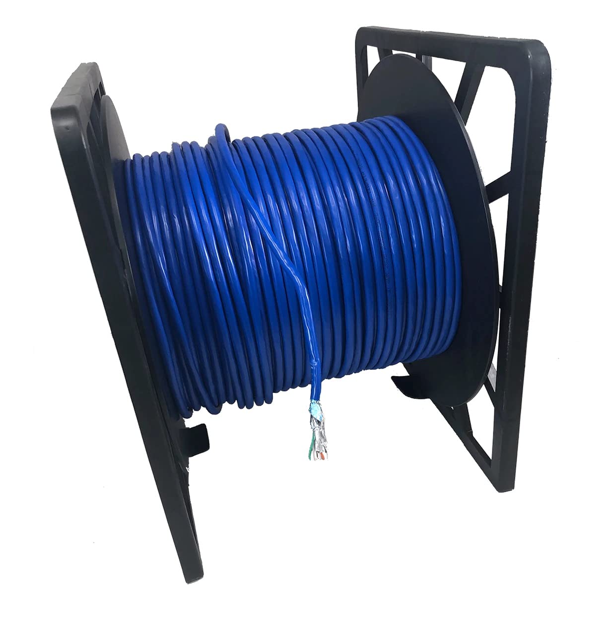 MICRO CONNECTORS 500 Feet Cat6A Stranded-Double Shielded (STP) Bulk Ethernet (26AWG) Cable (Blue) with 20 cat6A/7 Connectors (Model: TR4-570SSBL-KIT)