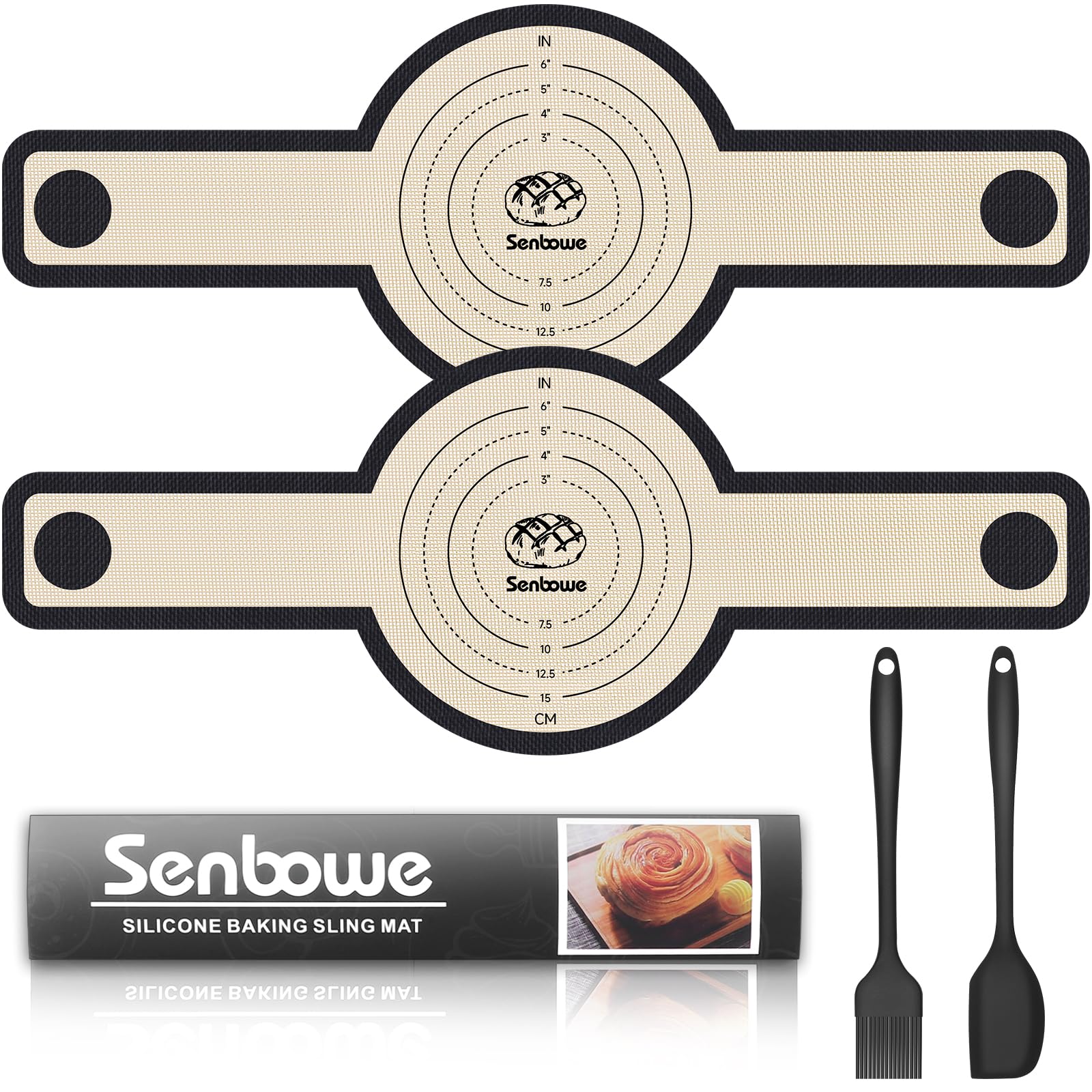 Senbowe 2 PCS Silicone Bread Sling for Dutch Oven, Non-Stick & Easy to Clean Reusable Silicone Bread Baking Mat Sheet Liner with Extra Long Handles, Easy to Transfer Sourdough Bread Baking Supplies
