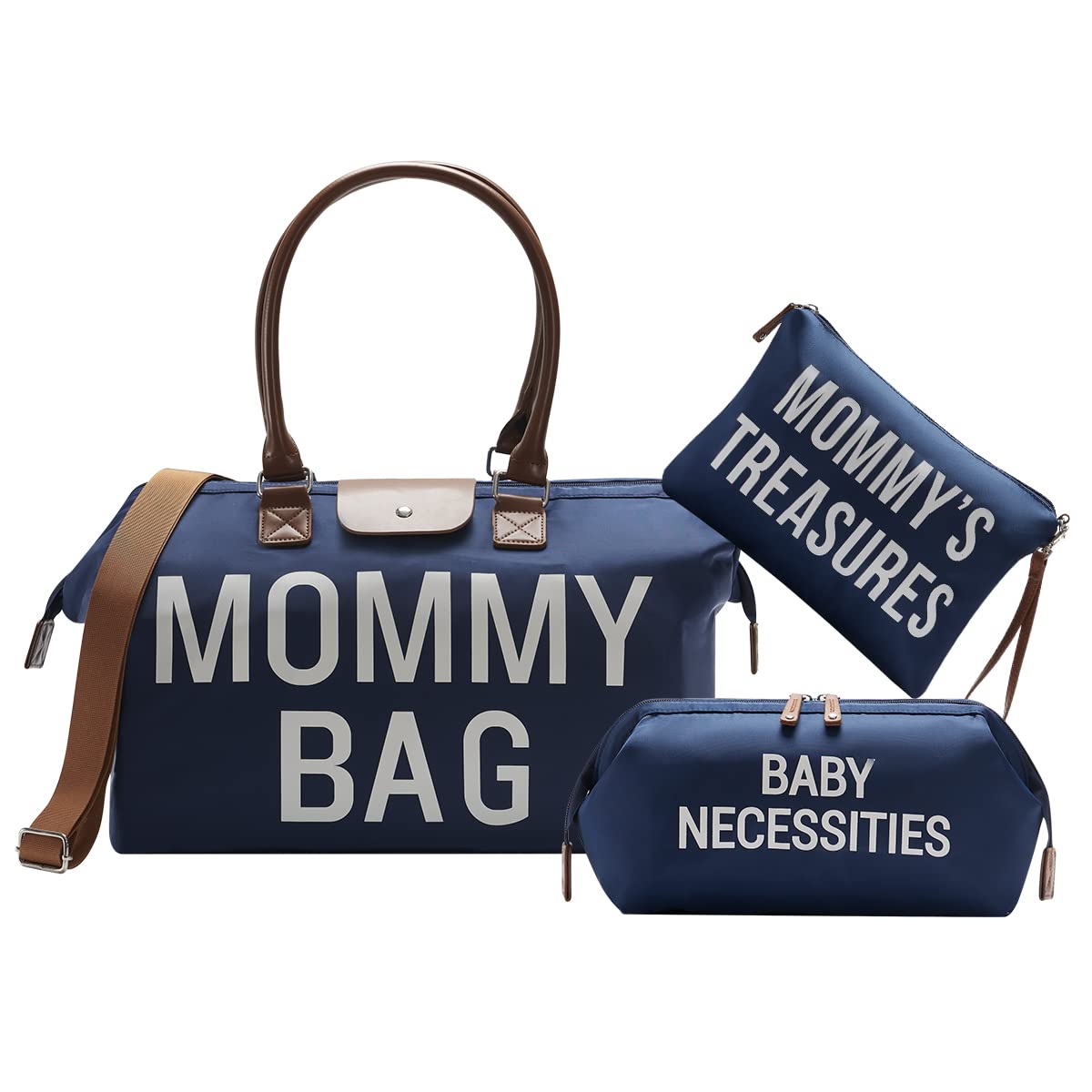 SEEDNUR Diaper Bag Tote with 2 Organizer Pouches, Large Capacity Mommy Bag for Hospital and Weekender Travel (Navy)