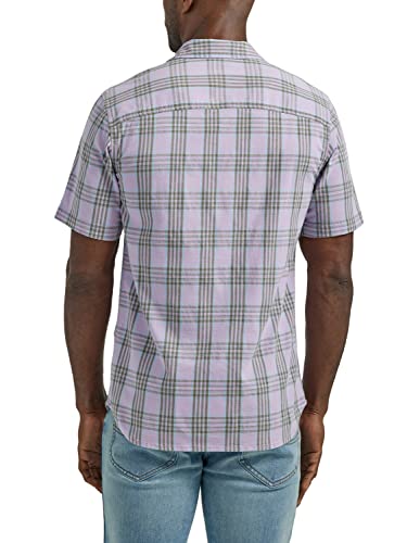Lee Men's Extreme Motion All Purpose Classic Fit Short Sleeve Button Down Worker Shirt, Orchid Plaid