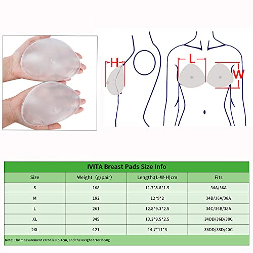 IVITA Silicone Bra Inserts Pads Breast Enhancers Bra Push up Pads for Bikini Swimsuit