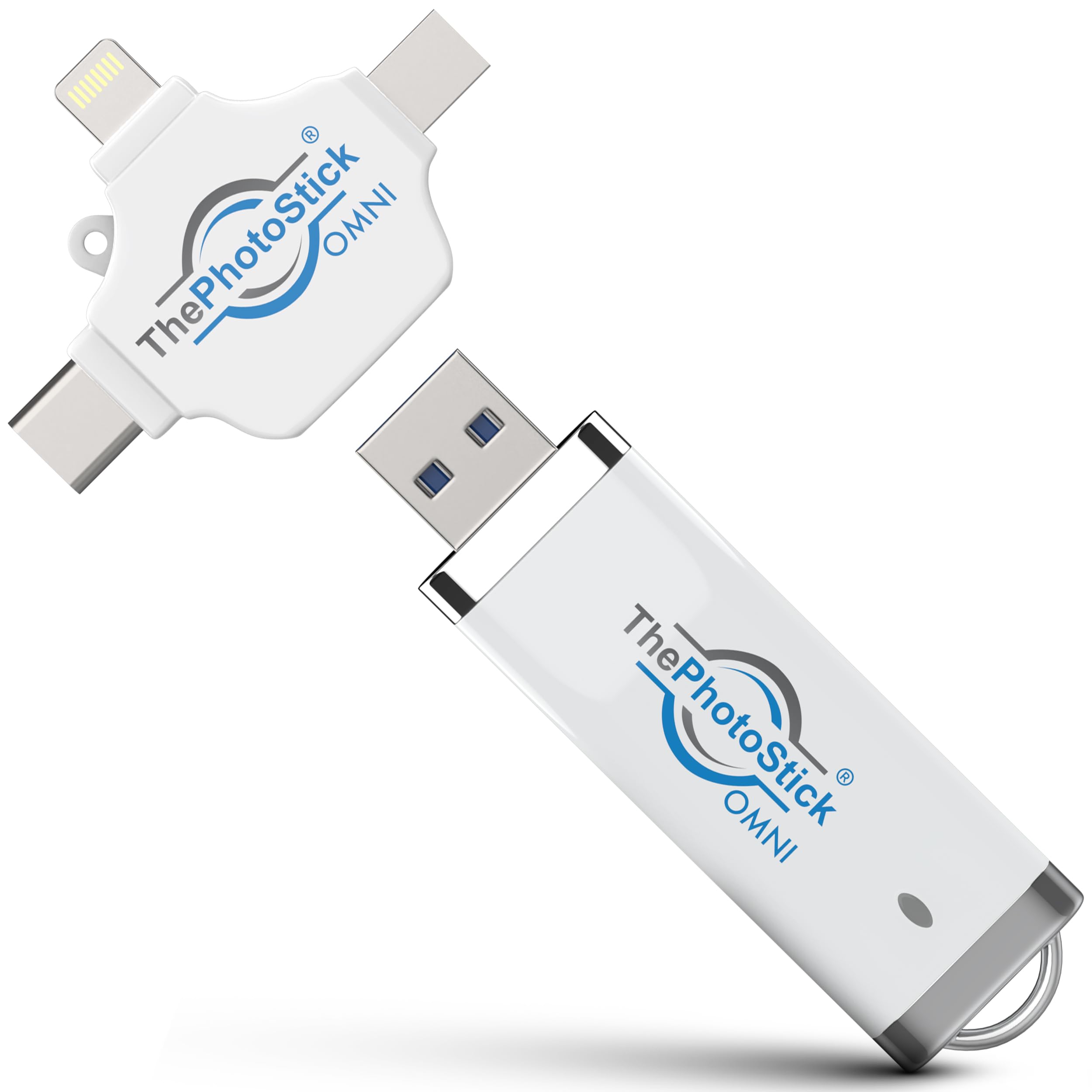 ThePhotoStick® Omni 64GB - Secure Photo & Video Backup and Transfer | Digital File Organization | USB & Multiport Connection for Phones, Tablets and Computers | Portable Memory | External Storage