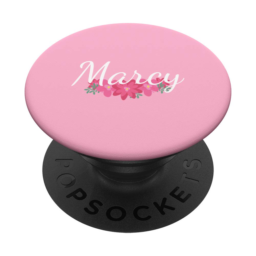 Marcy - Floral Pink Personalized First Name PopSockets PopGrip: Swappable Grip for Phones & Tablets