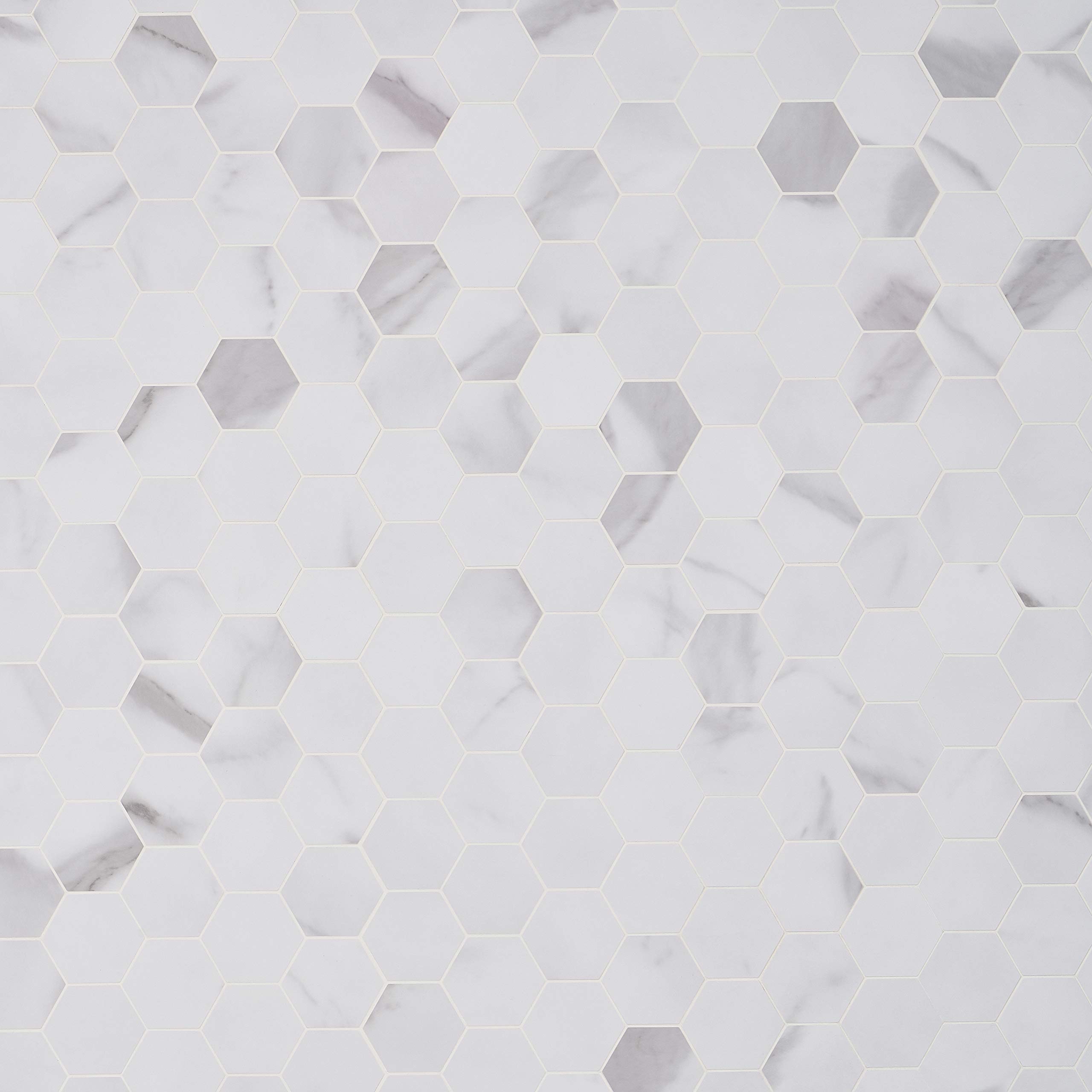 Luxe Core Hex Calacatta 11.61 in. x 11.81 in. SPC Peel and Stick Kitchen, Bathroom, Backsplash Tile (0.95 Sq. Ft. / Sheet)